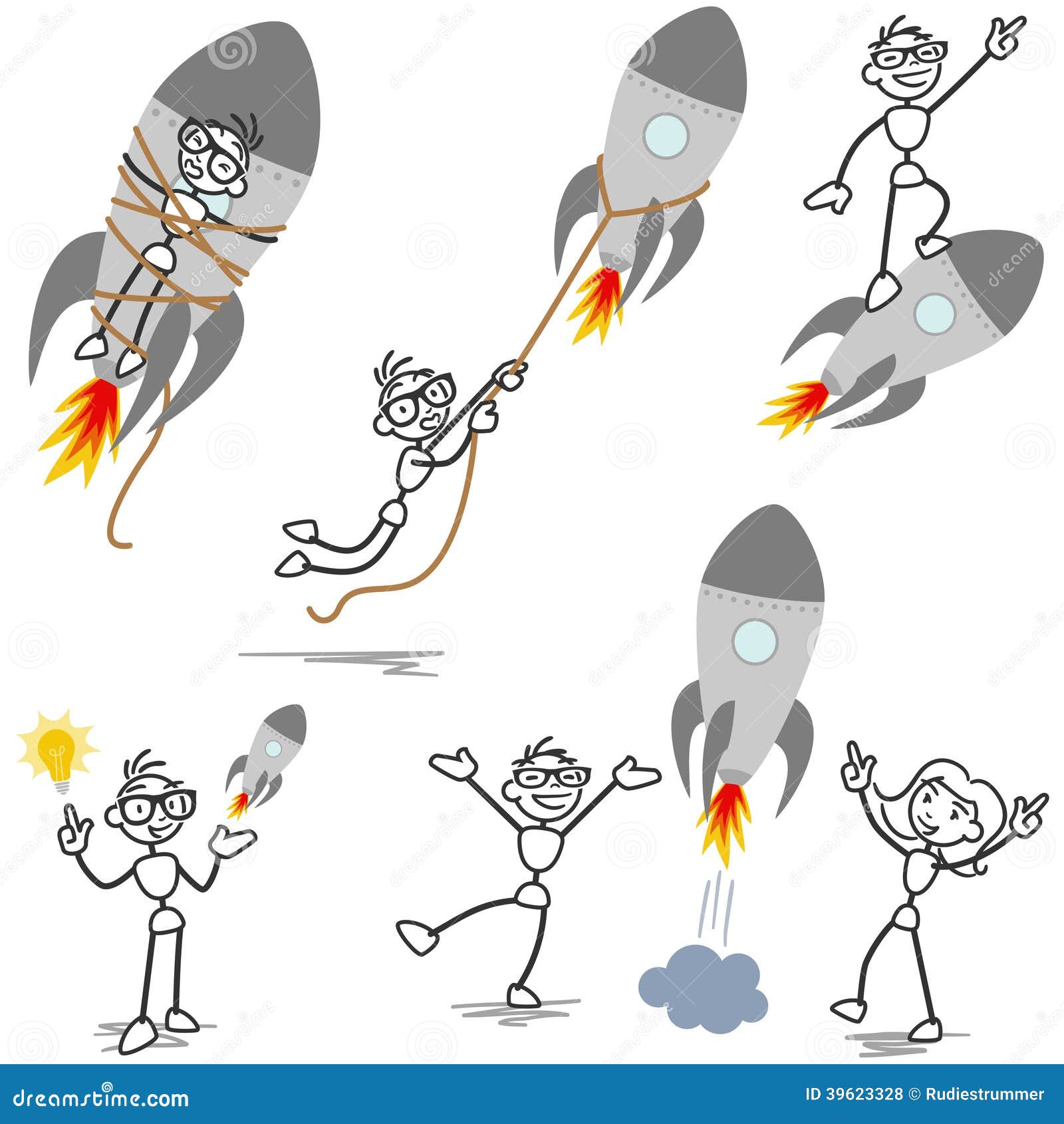 Stickman Rocket Fired Startup Teamwork Stock Vector - Illustration of ...