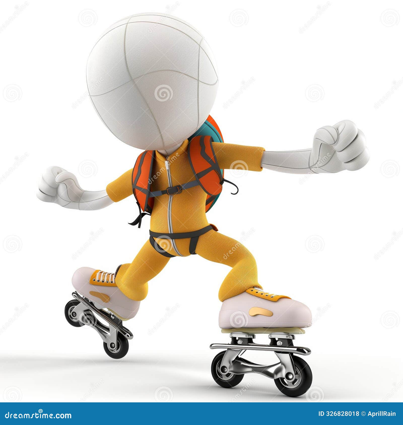 Stickman Rollerblading, Isolated on White Background Stock Photo ...