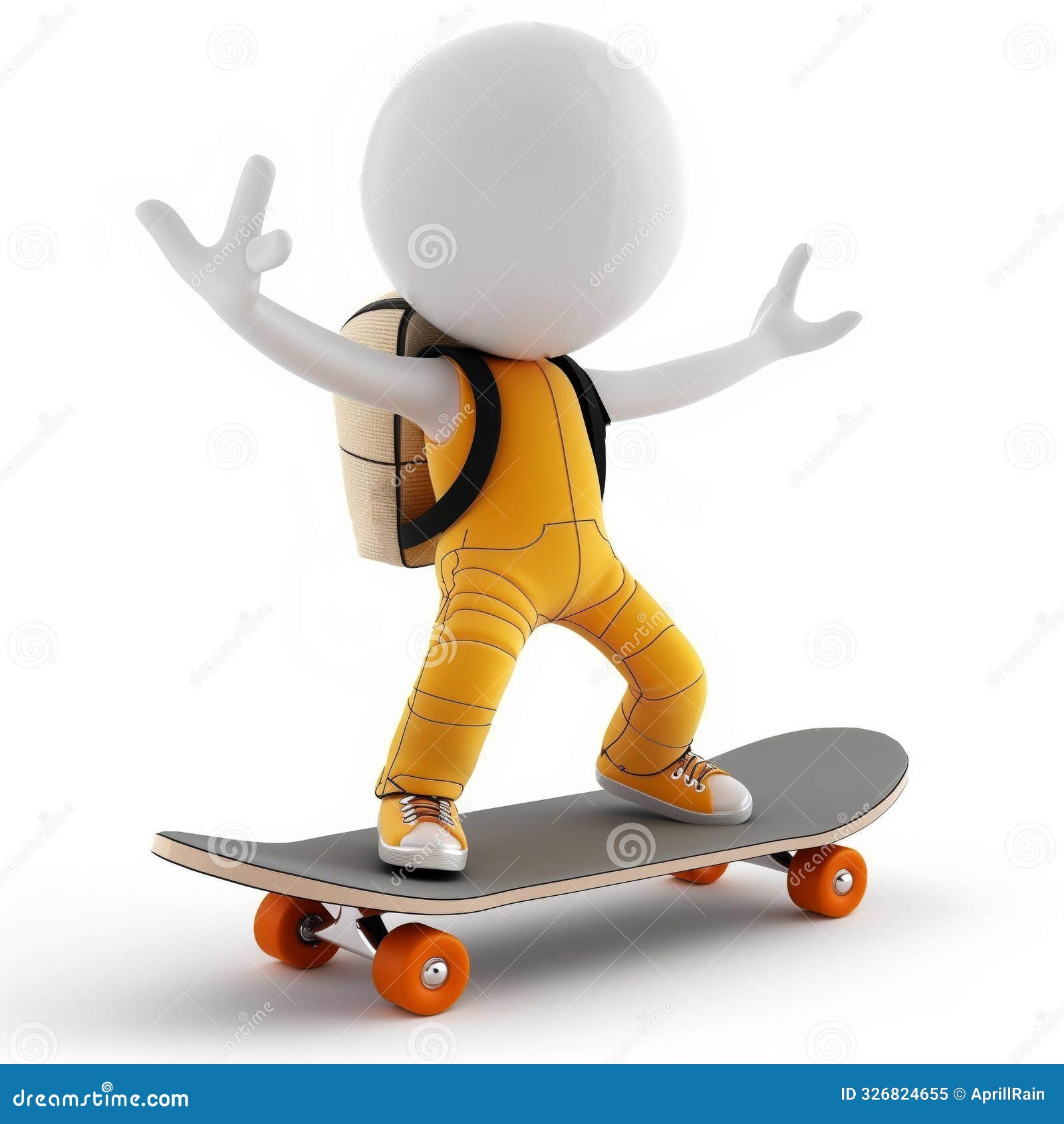 Stickman Skateboarding, Isolated on White Background Stock Illustration ...