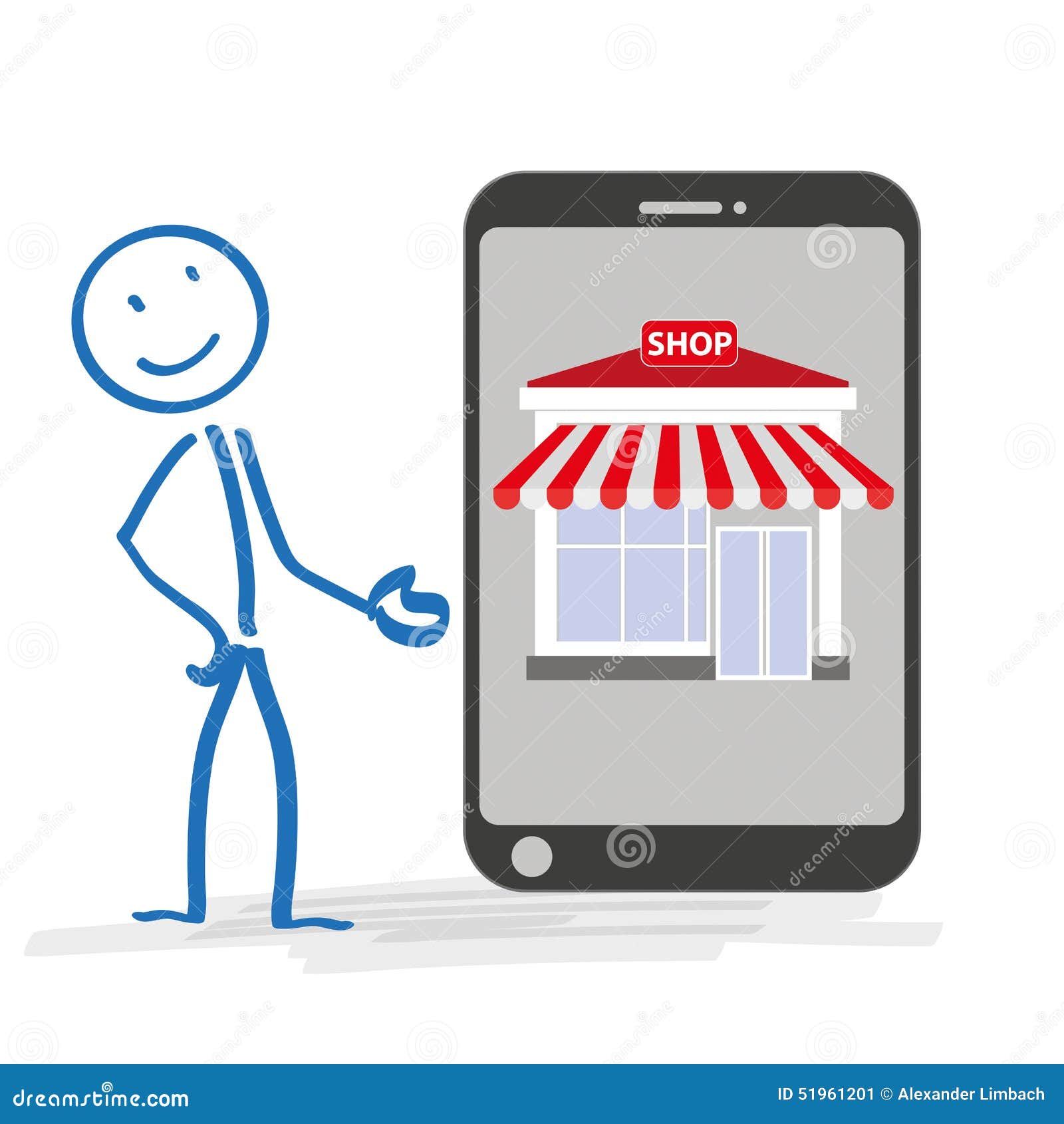 Stickman Smartphone Shop stock vector. Illustration of website - 51961201