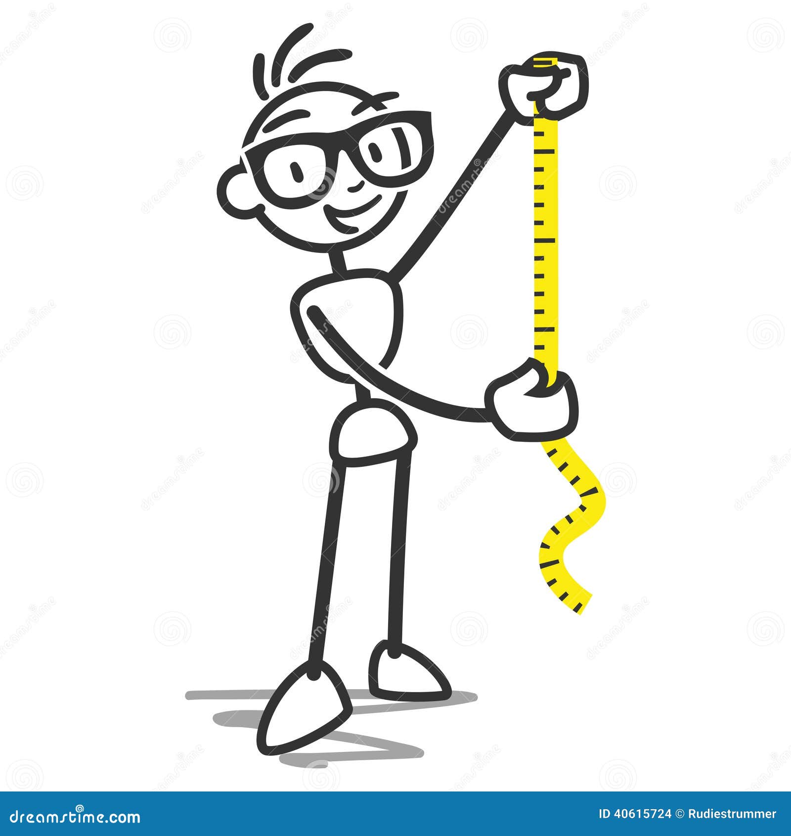 Stickman som mäter bandet vektor illustrationer. Illustration av ...