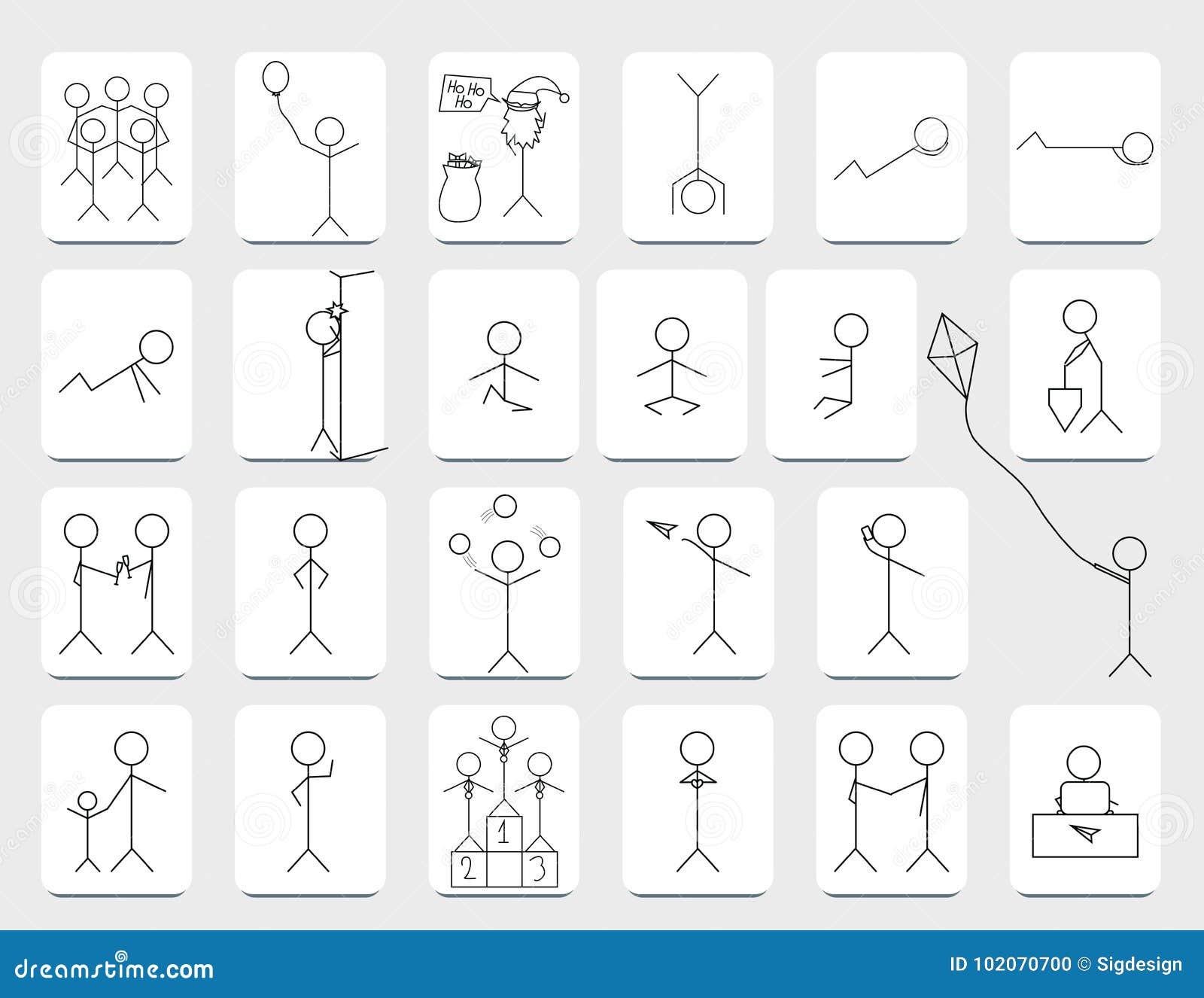 Stickman Stick figures set stock vector. Illustration of sport - 102070700