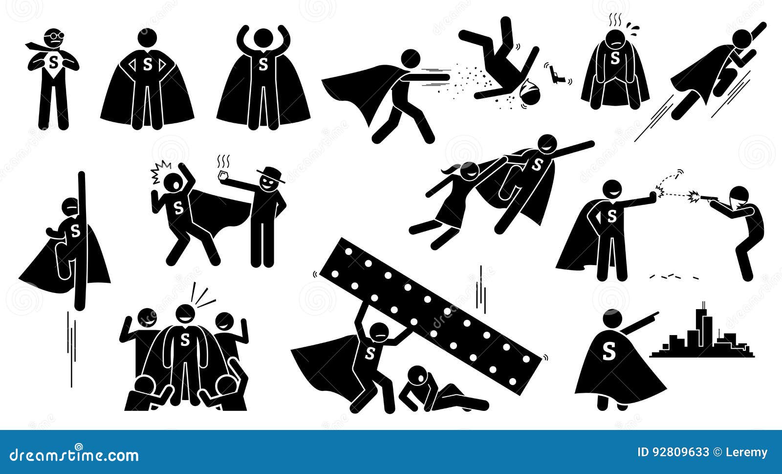 Stickman-Supermann-Superheld Vektor Abbildung - Illustration von ...
