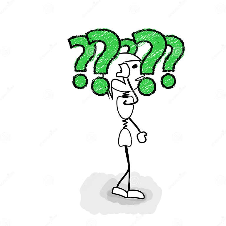 Stickman Walking with Question Marks Stock Vector - Illustration of ...