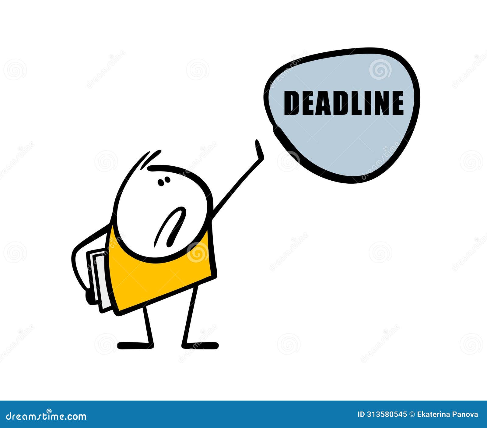 Stickman at Work Stretched Out His Hand, Protecting Himself from the ...