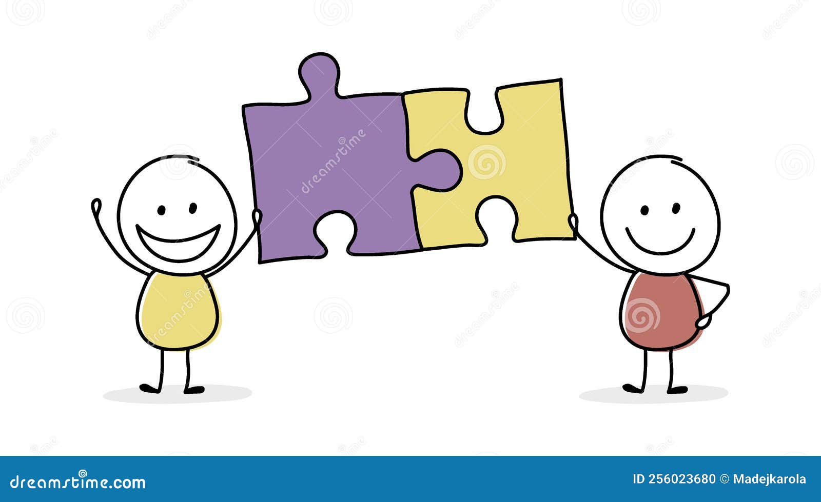 Stickmen with Puzzle - Teamwork Concept. Vector Stock Illustration ...