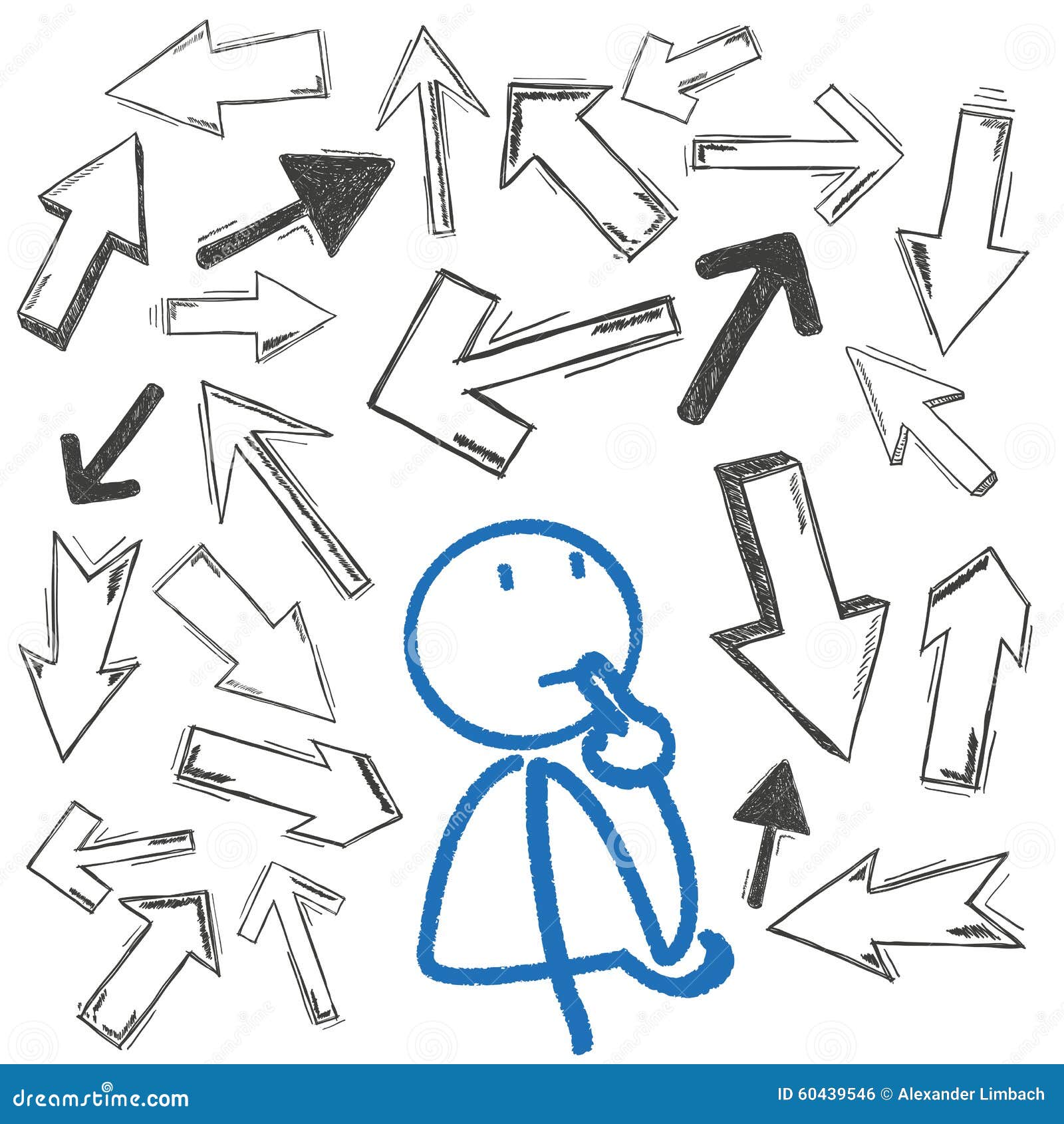 Stickmen Thinking Arrows stock vector. Illustration of chalange - 60439546