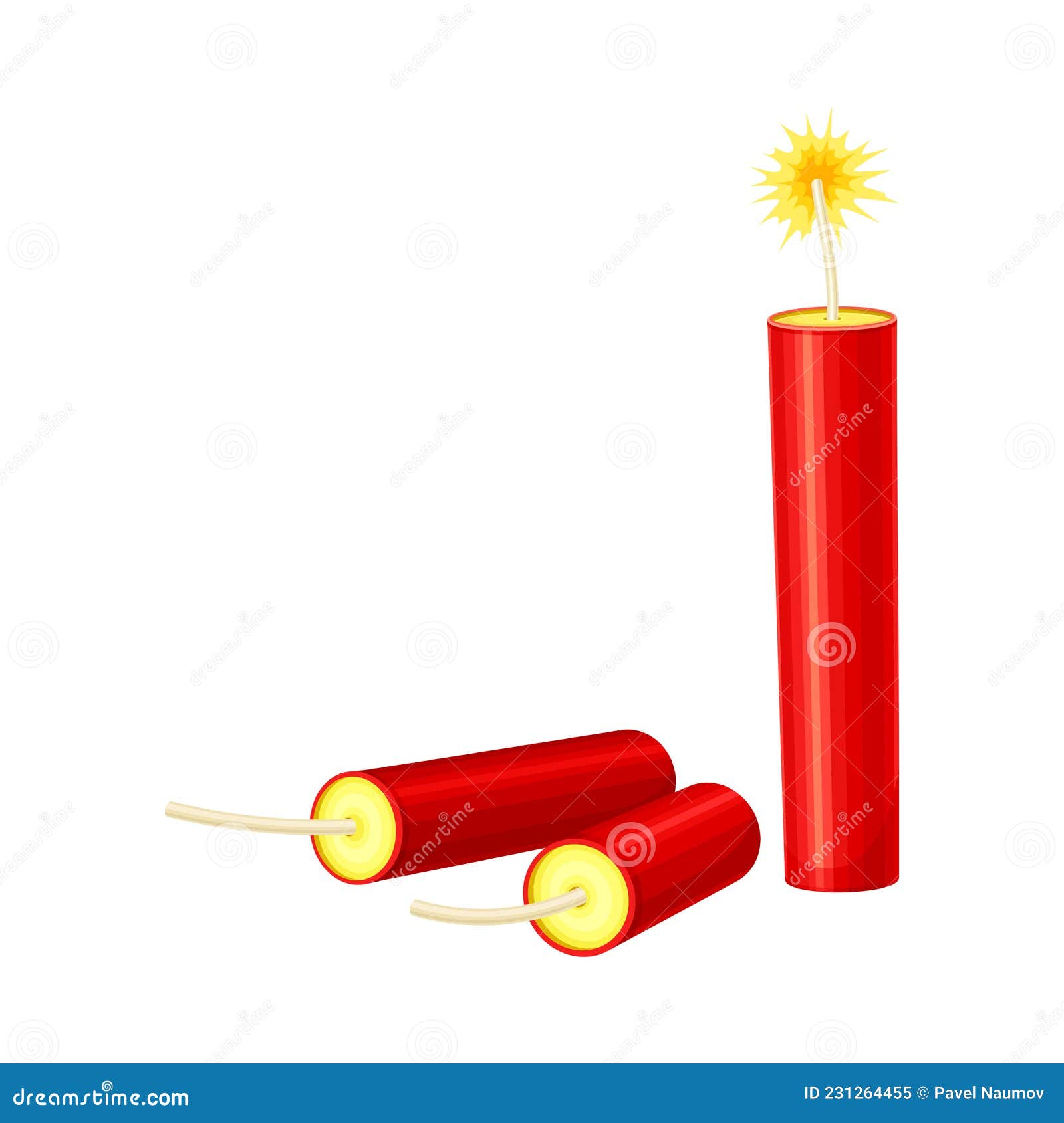 Sticks Of Dynamite With Burning Bickford Fuse Vector Illustration ...
