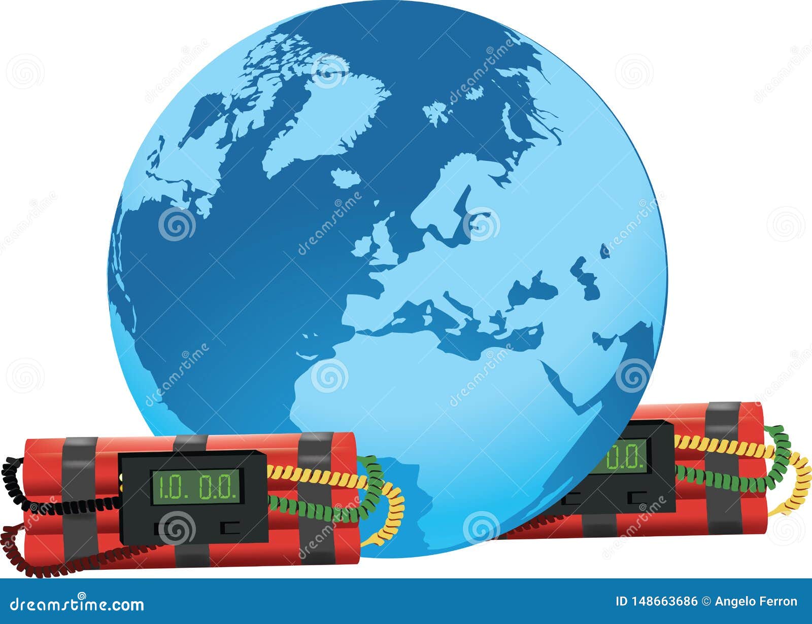 Sticks of Dynamite in Planet Earth Time Stock Vector - Illustration of ...