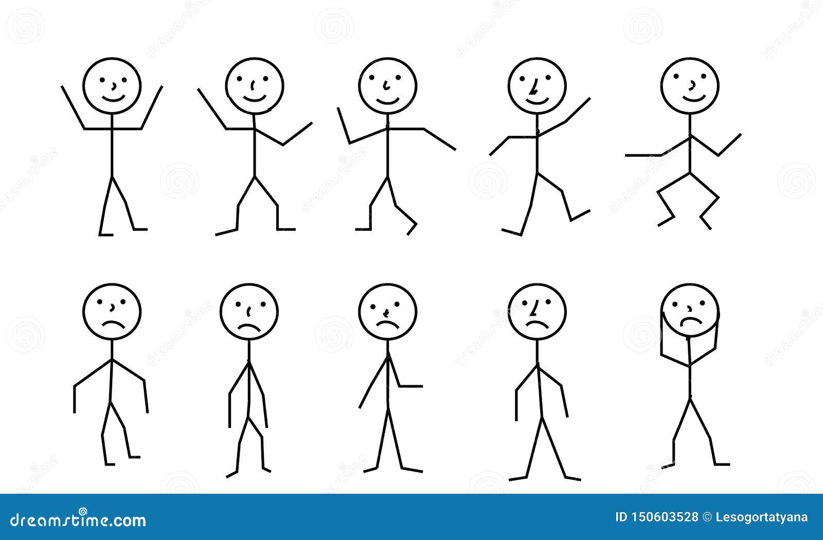 Sticks Figure People Pictogram, Different Posec Stock Photo - Image of ...