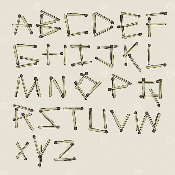 Sticks of Matches Alphabet. Stock Vector - Illustration of cell ...