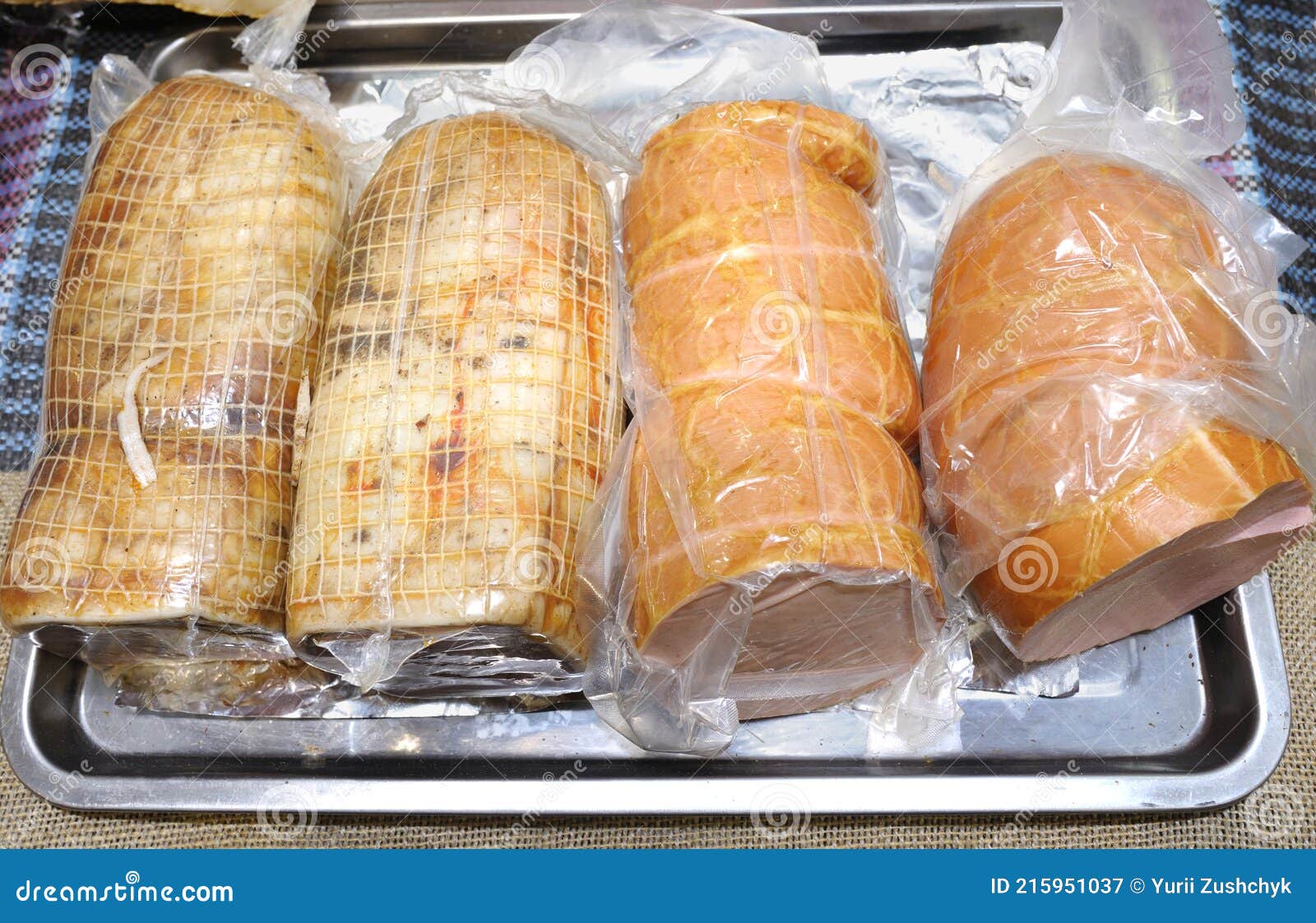 Sticks of Meat Paste Placed on a Counter, Sausages Stock Image - Image ...