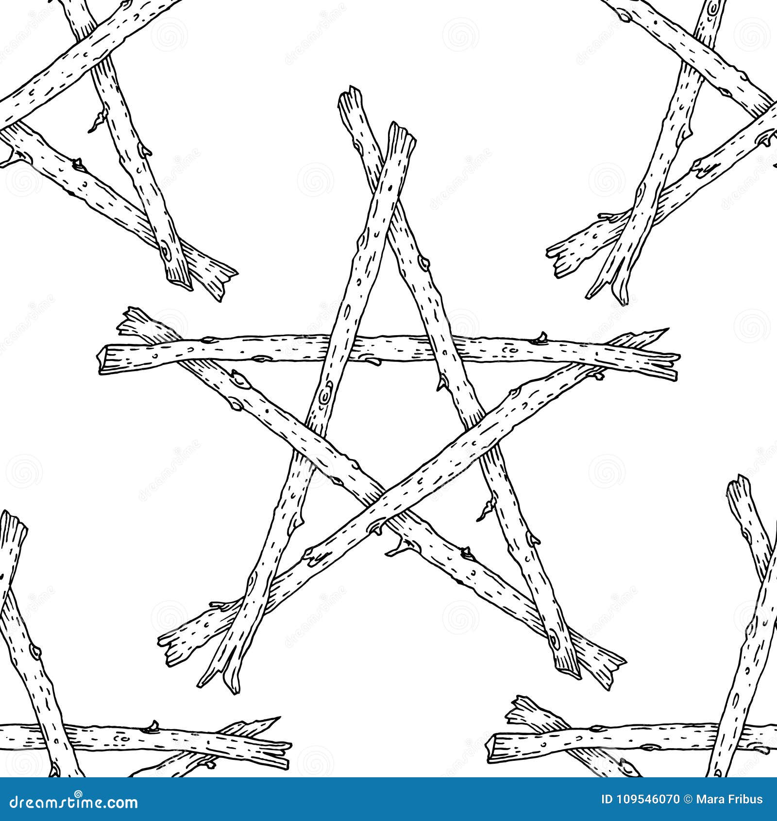 Sticks Pentagram Seamless Pattern Stock Vector - Illustration of ...
