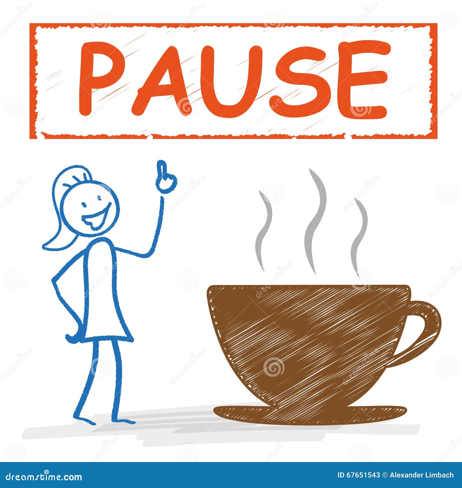 Stickwoman-Kaffeetasse-Pause Vektor Abbildung - Bild: 67651543