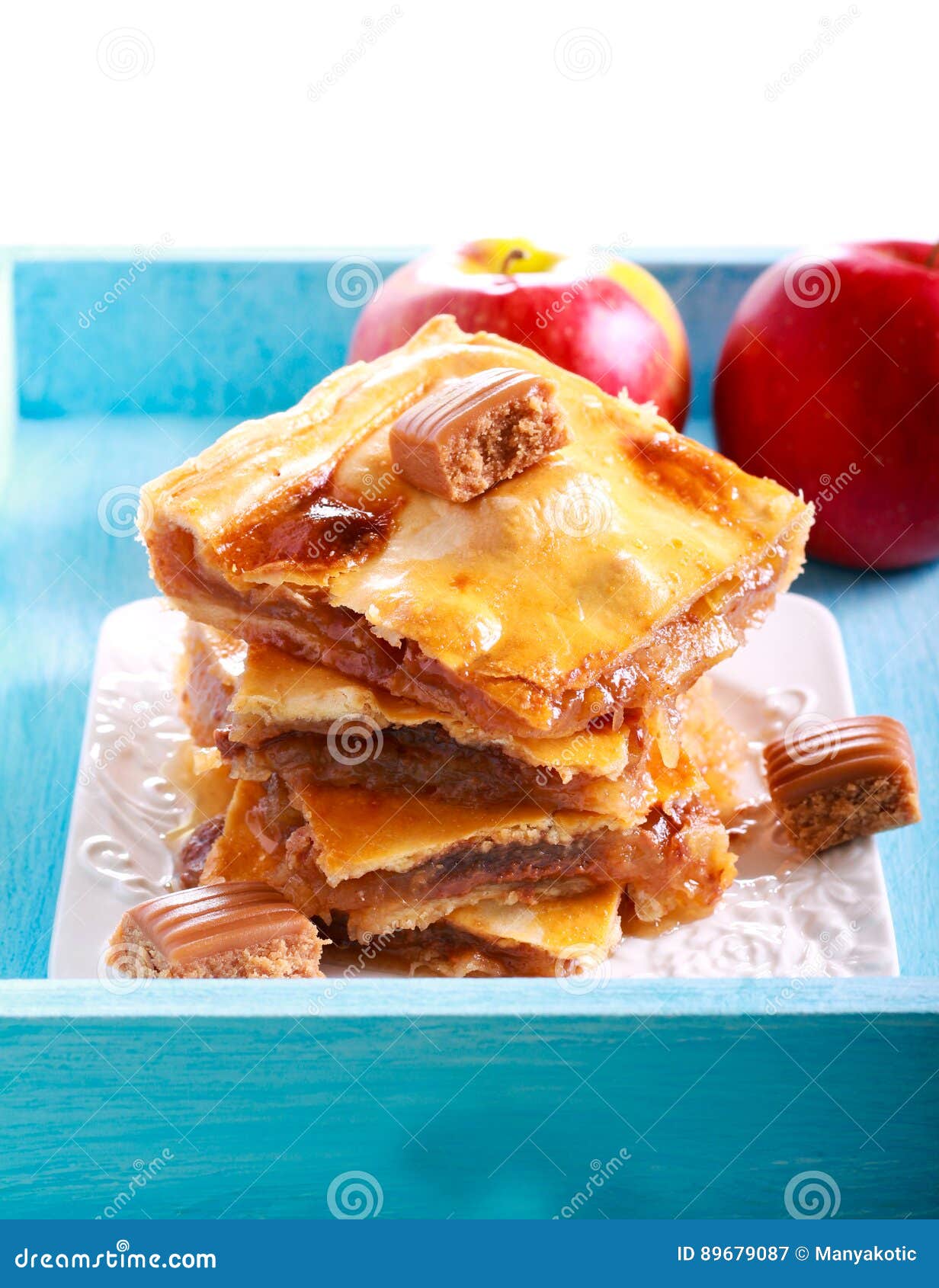 Sticky Apple and Caramel Slices Stock Image - Image of cakes, treat ...