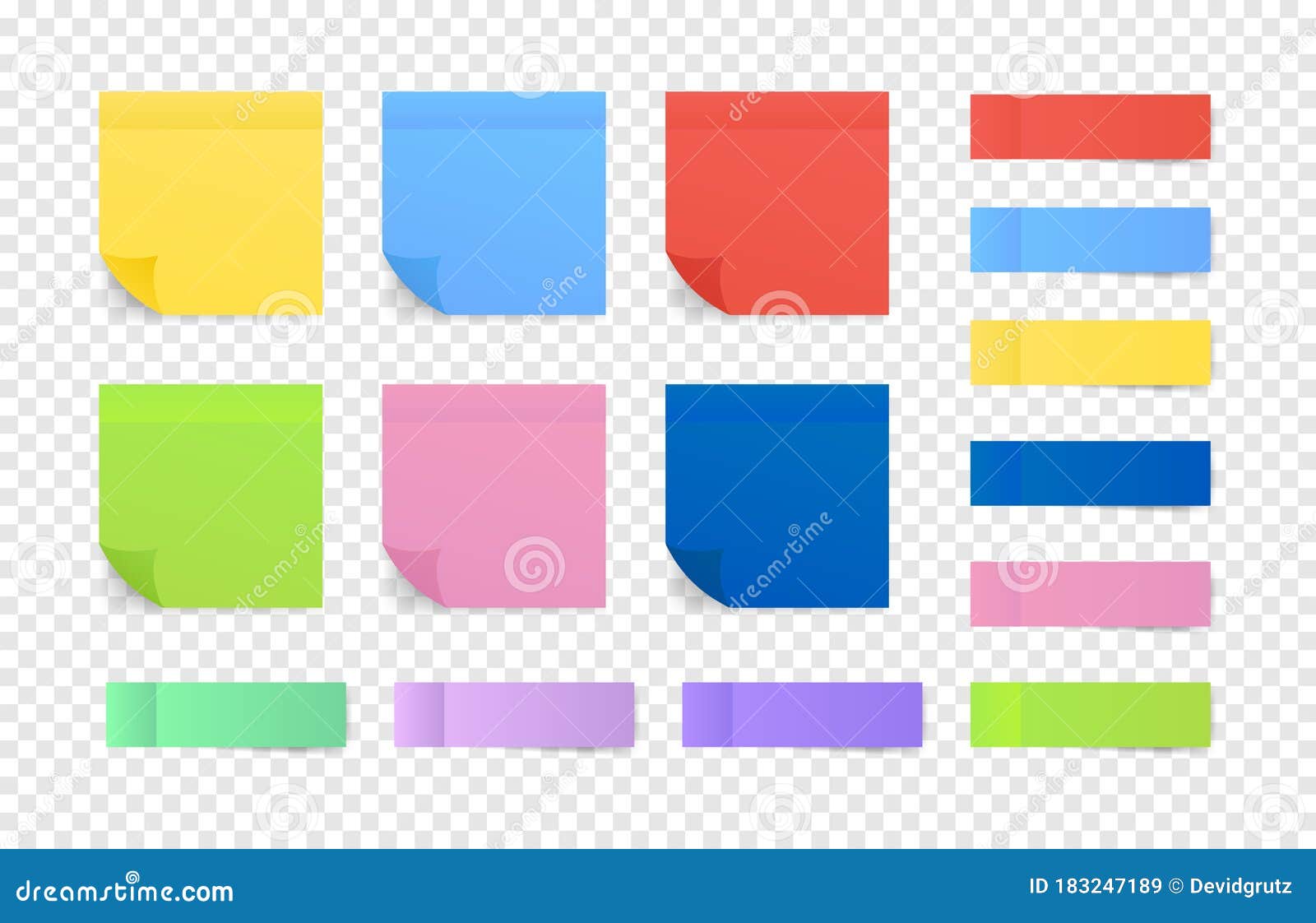Sticky Colored Notes. Post Note Paper. Vector Illustration. Stock ...