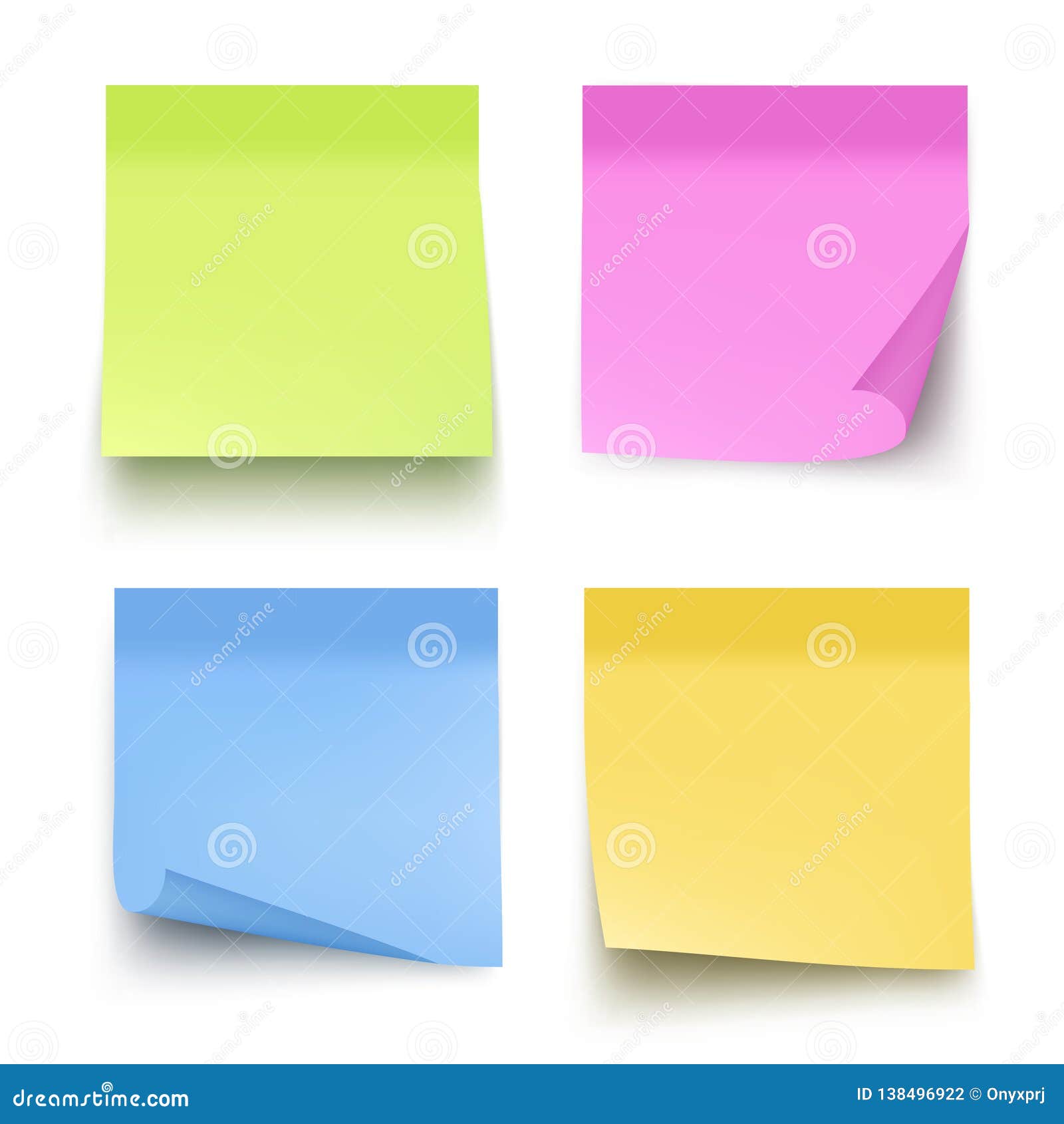 Sticky Colored Notes. Post Note Paper Vector Realistic Pictures ...