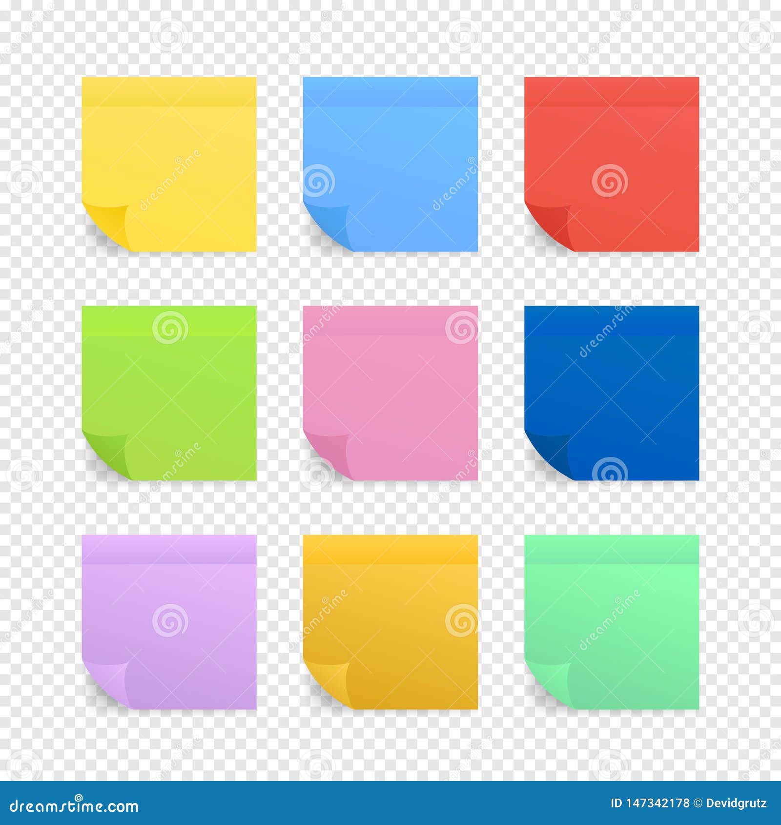 Sticky Colored Notes. Post Note Paper. Vector Stock Illustration Stock ...