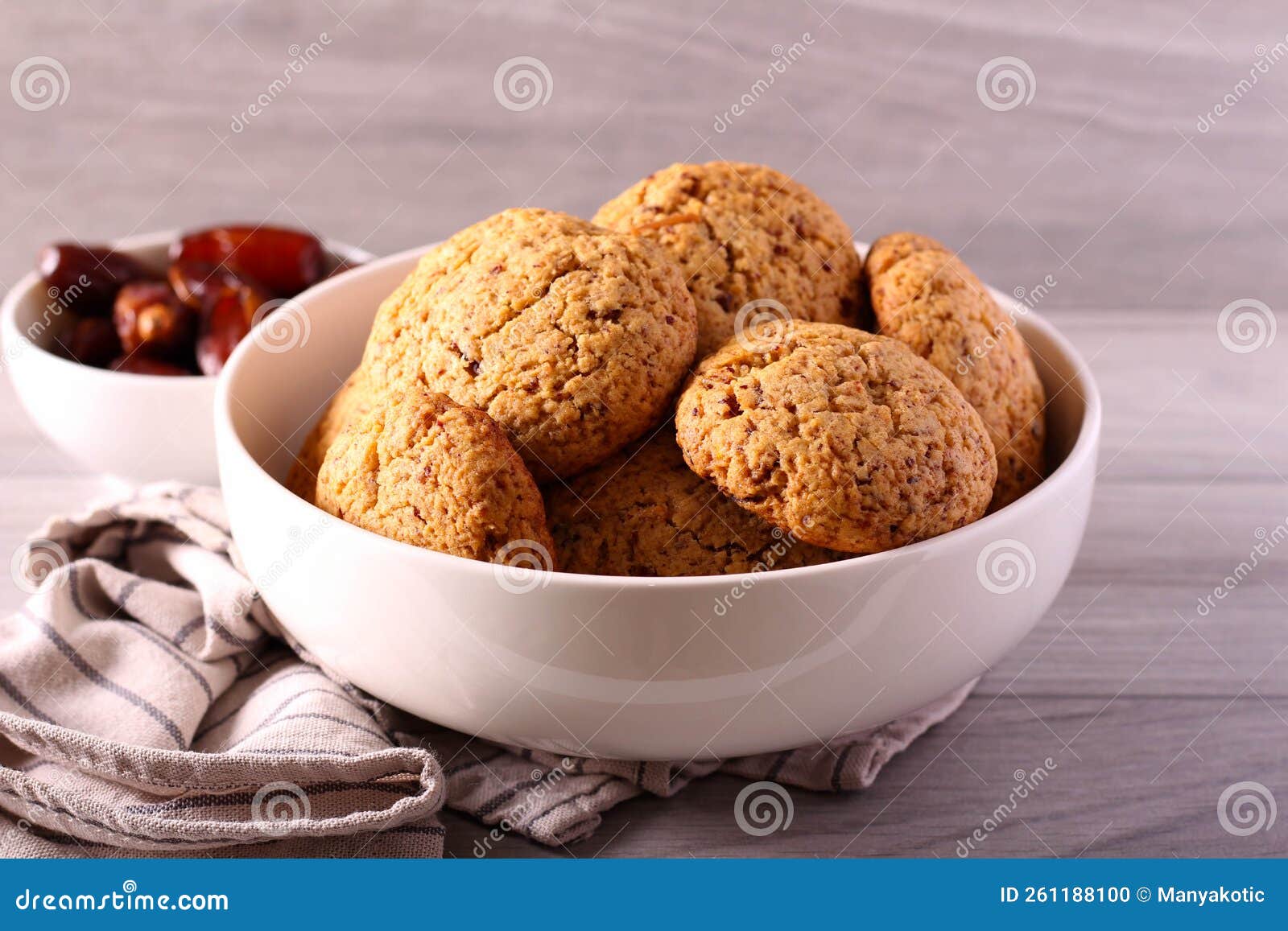 Sticky Date Cookies in Bowl Stock Photo - Image of bake, homemade ...