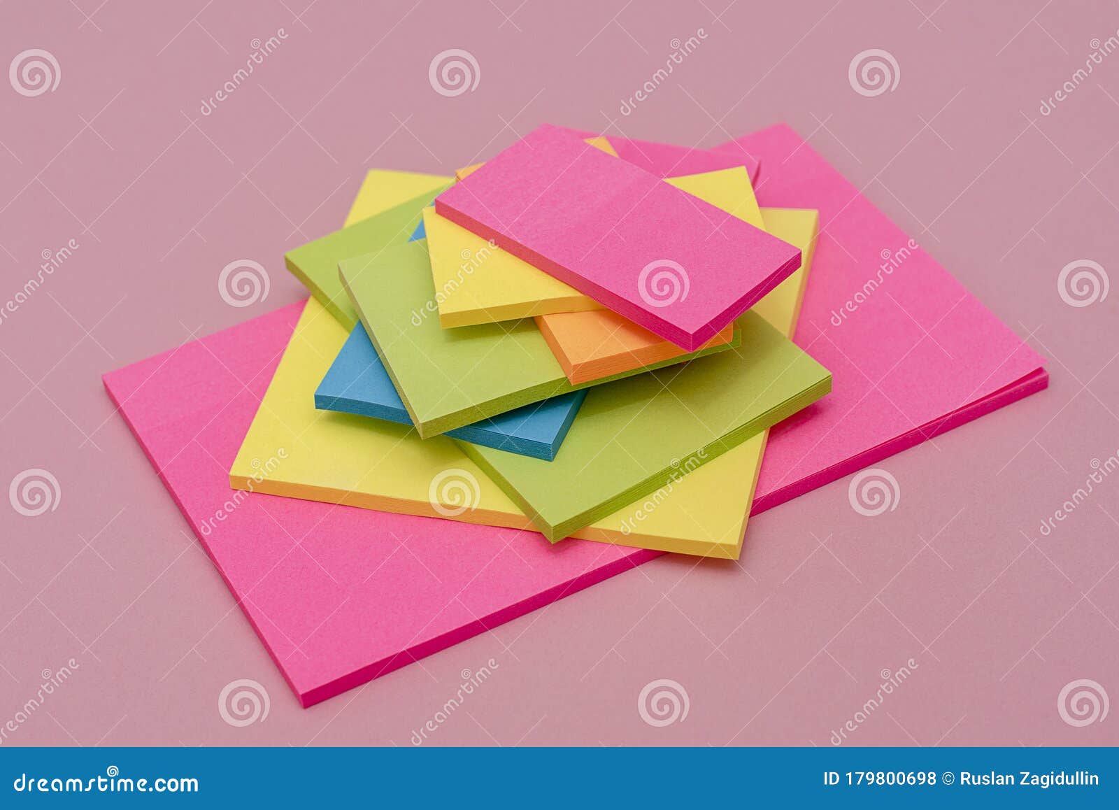 Sticky of Different Colors on the Pink Surface Stock Photo - Image of ...