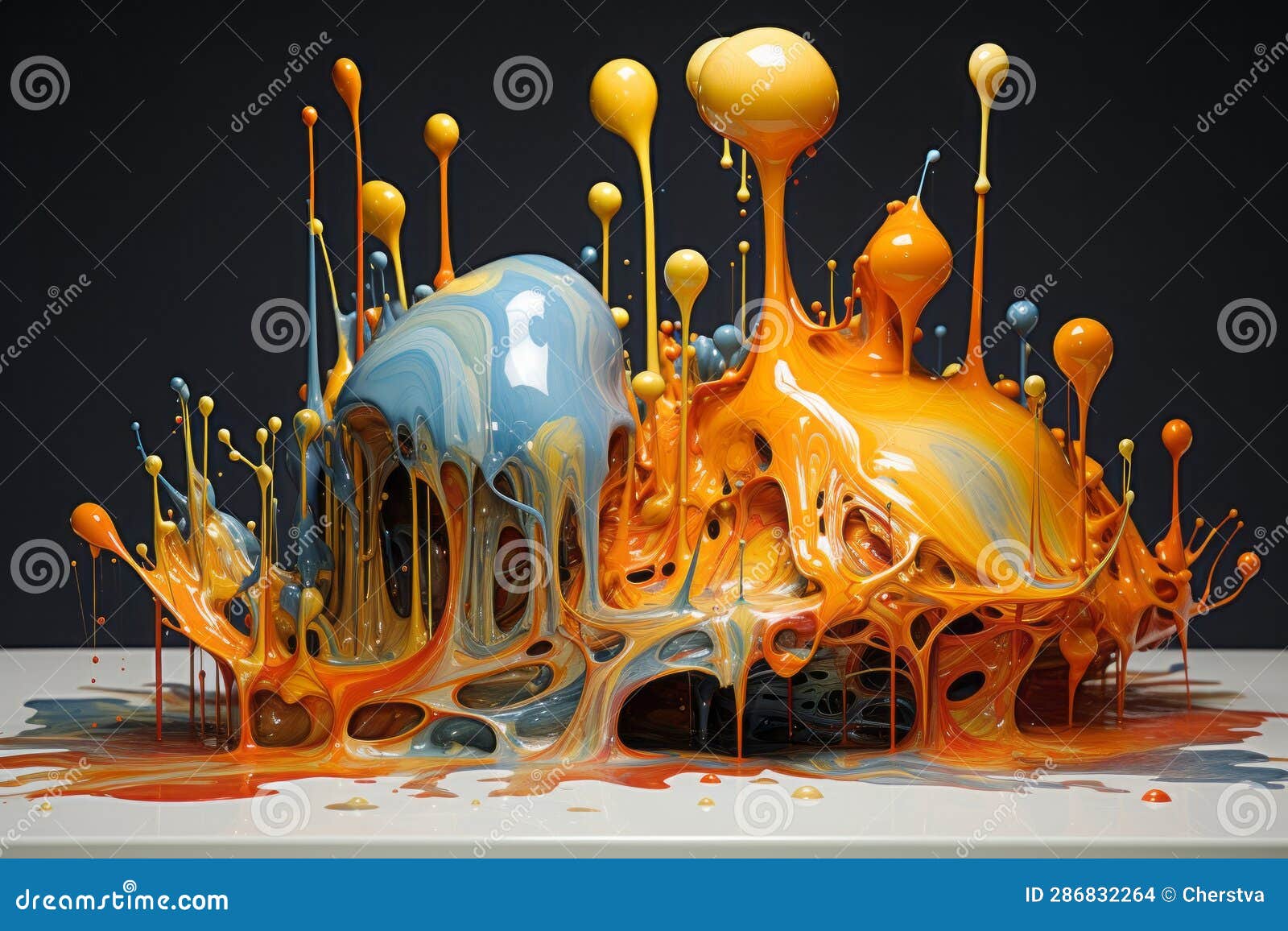 Sticky Liquid Abstract Composition of Dripping Drops in Pop Art ...