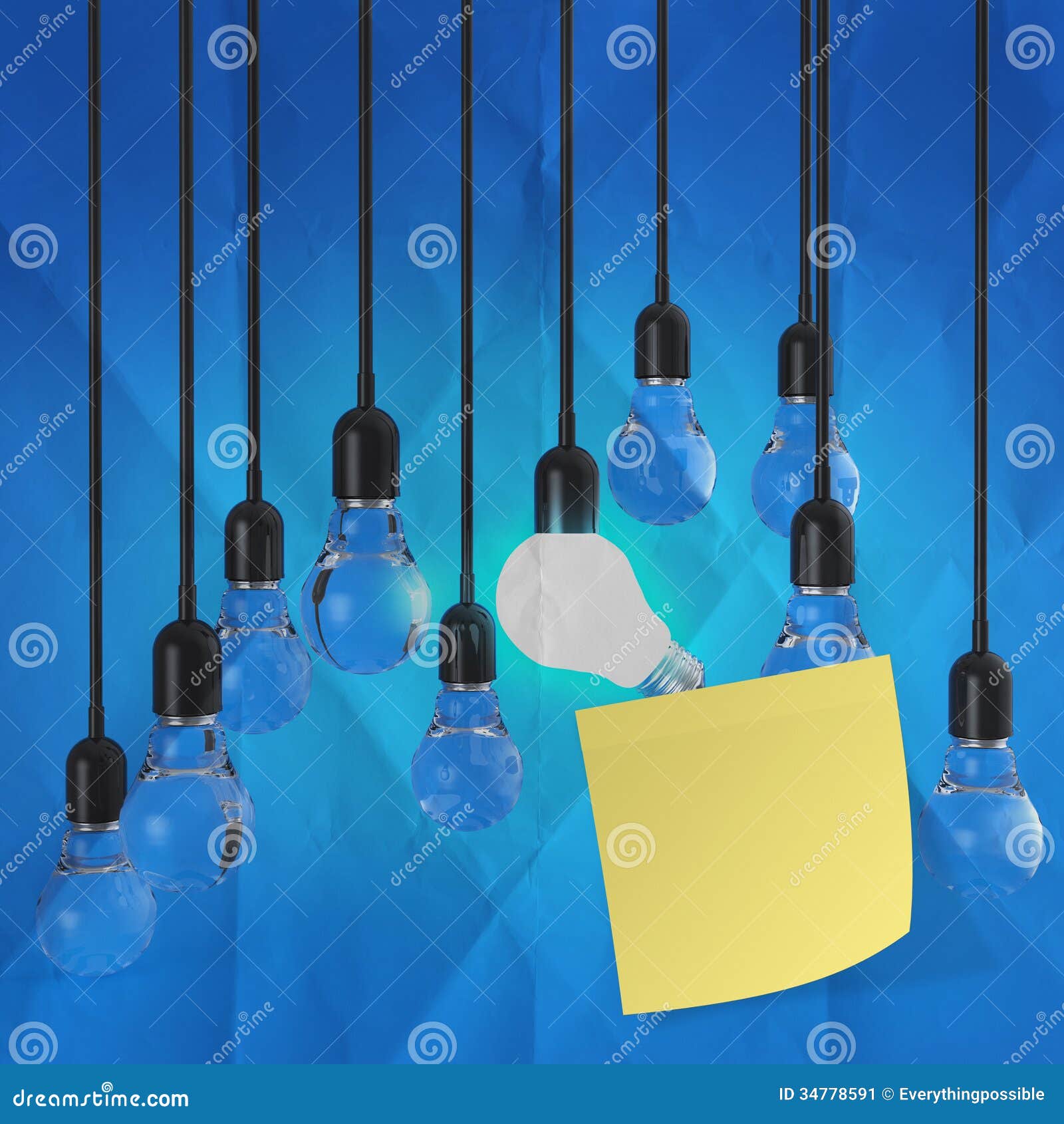 Sticky Note with Another Idea Light Bulb on Crumpled Paper Stock Image ...