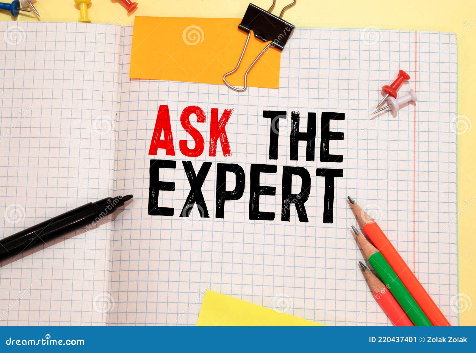 Sticky with the Note Ask an Expert. Room for Text Stock Image - Image ...