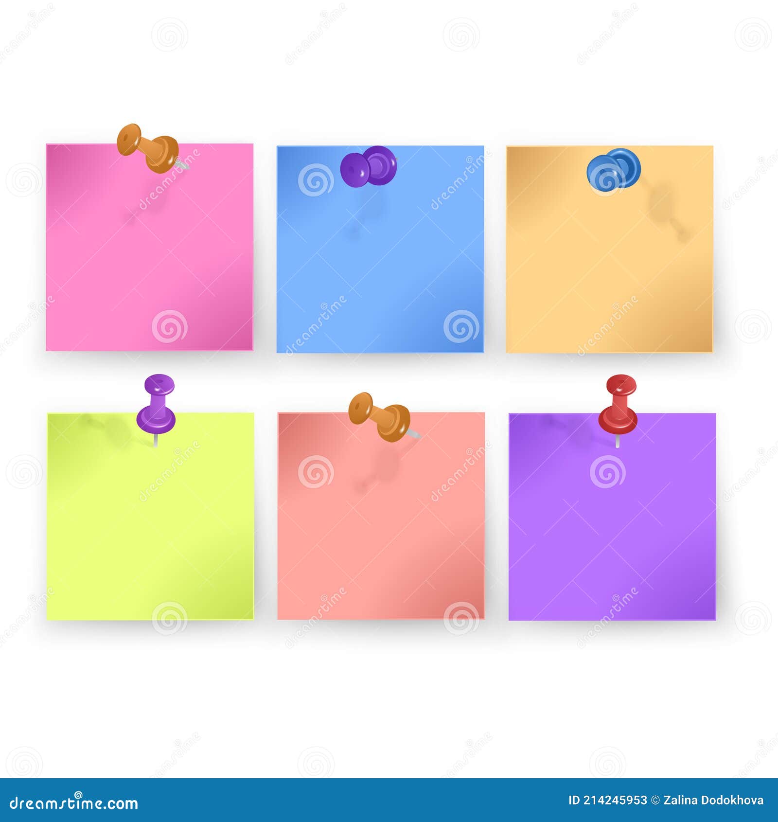 Sticky Note Collection with Curled Corners and Shadows Stock Vector ...