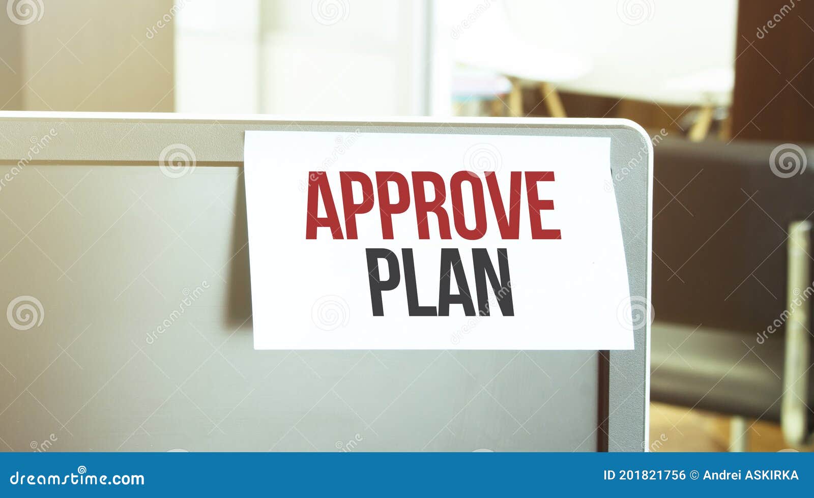 Sticky Note on the Computer. Text Approve Plan Stock Photo - Image of ...