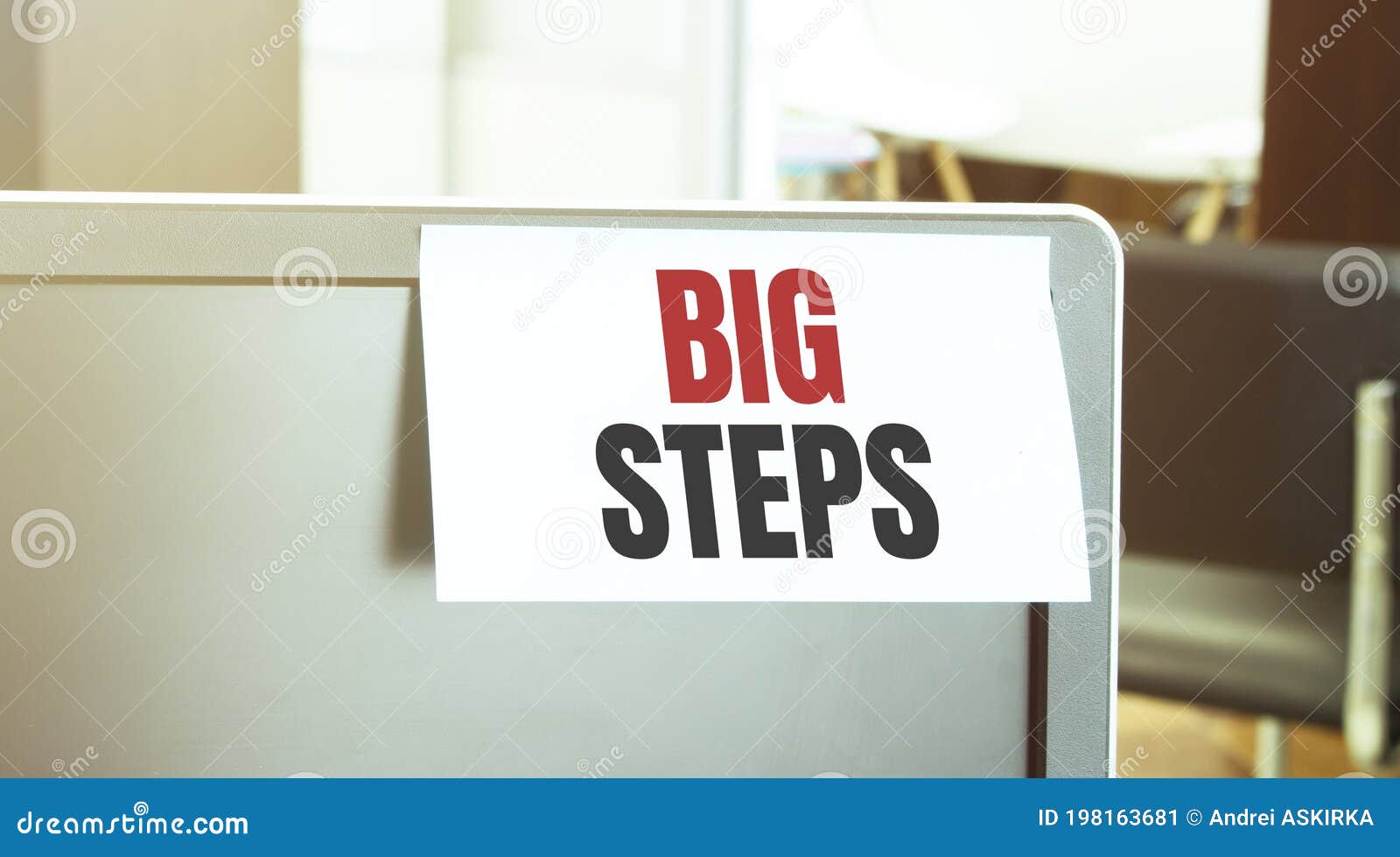 Sticky Note on the Computer. Text BIG STEPS Stock Image - Image of card ...