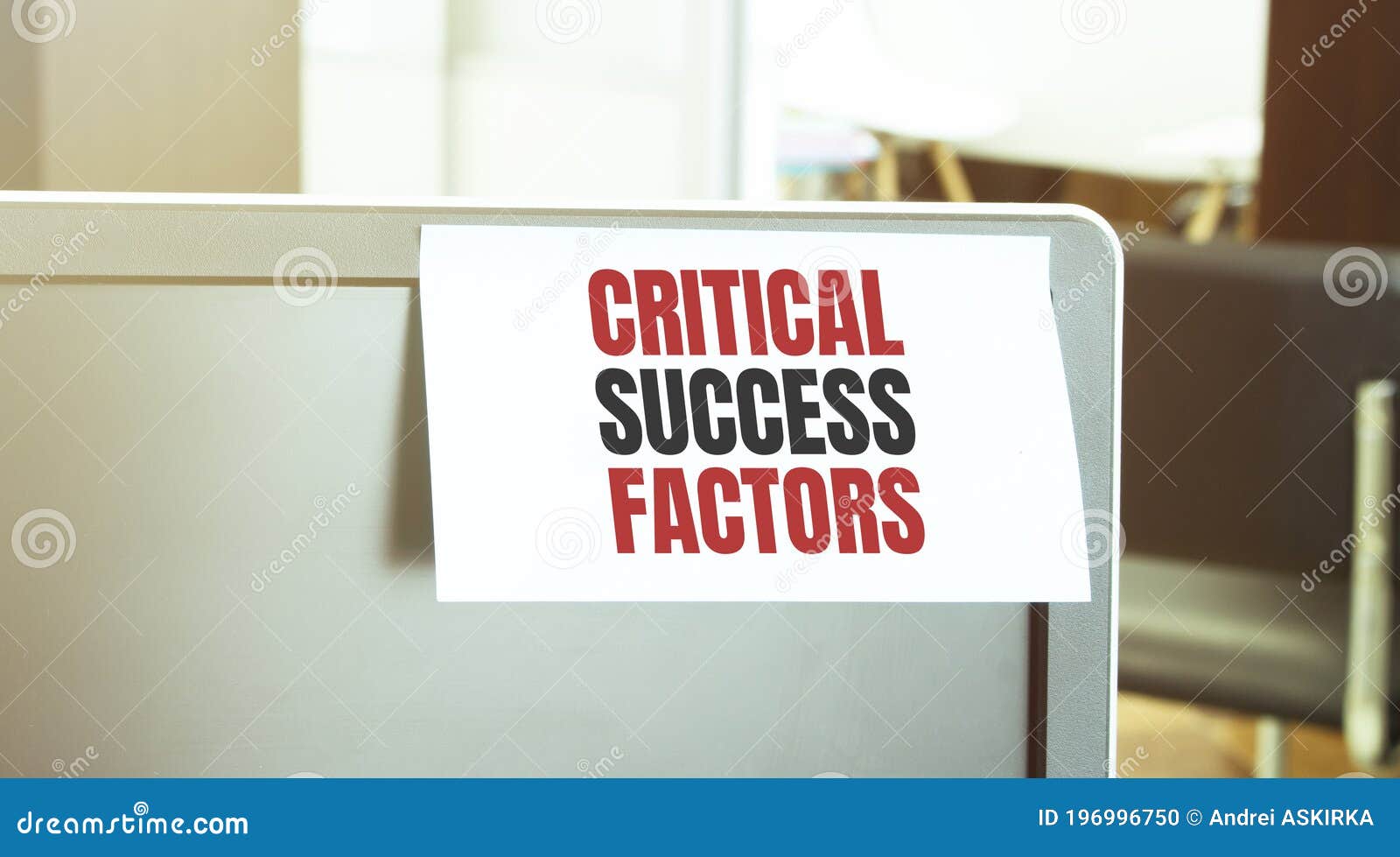 Sticky Note on the Computer. Text CRITICAL SUCCESS FACTORS Stock Photo ...
