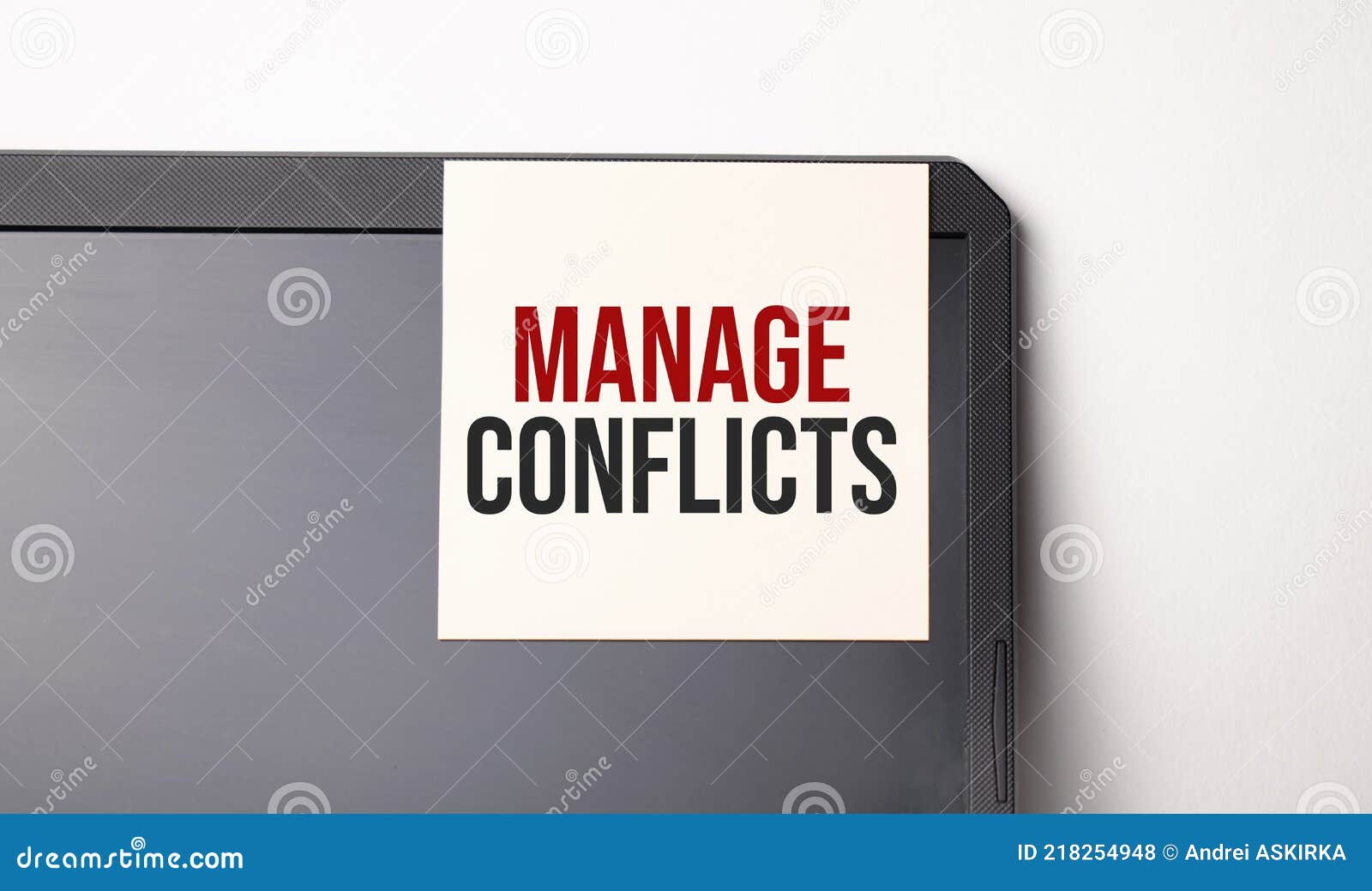 Sticky Note on the Computer. Text MANAGE CONFLICTS Stock Photo - Image ...