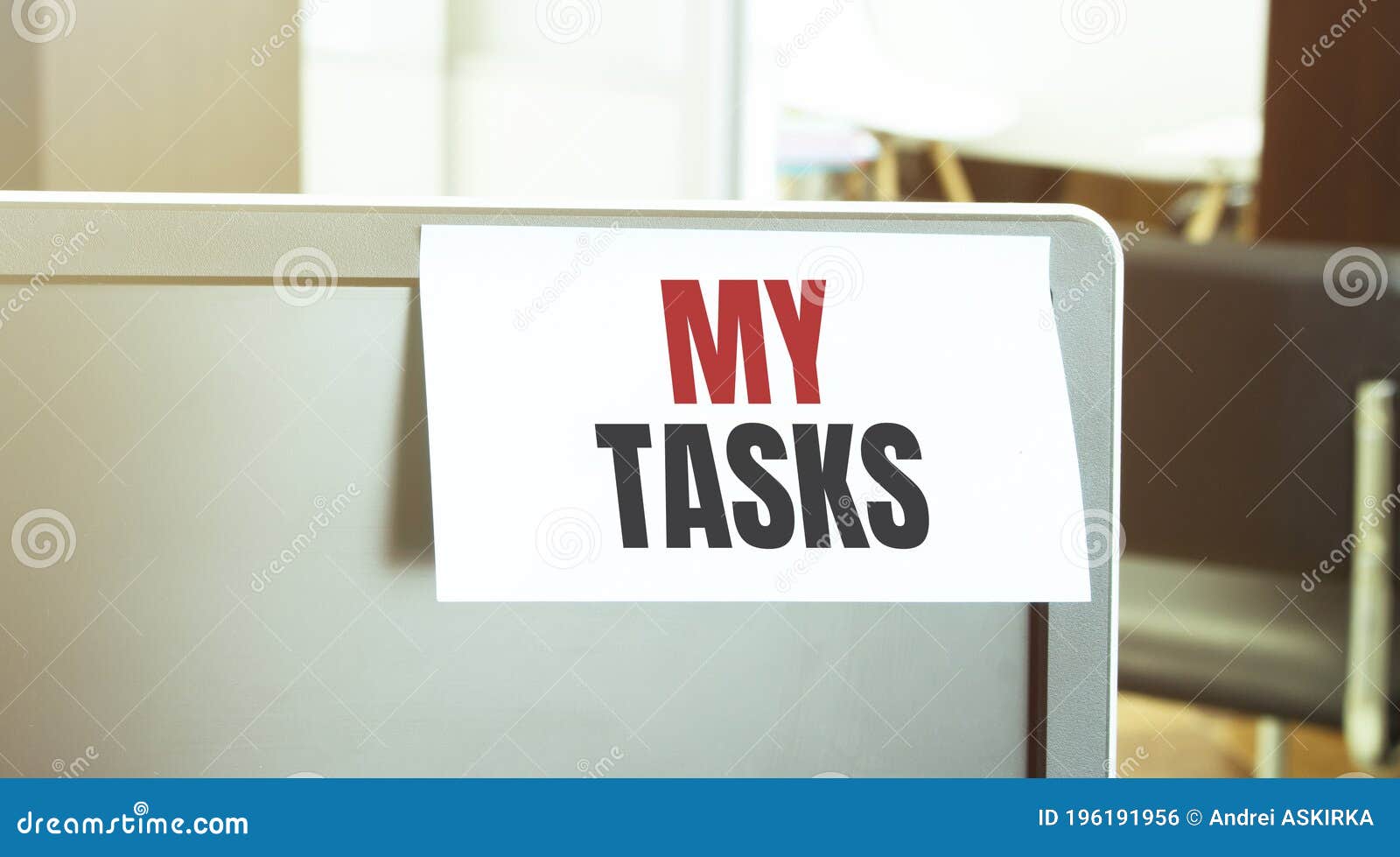 Sticky Note on the Computer. Text MY TASKS Stock Photo - Image of ...