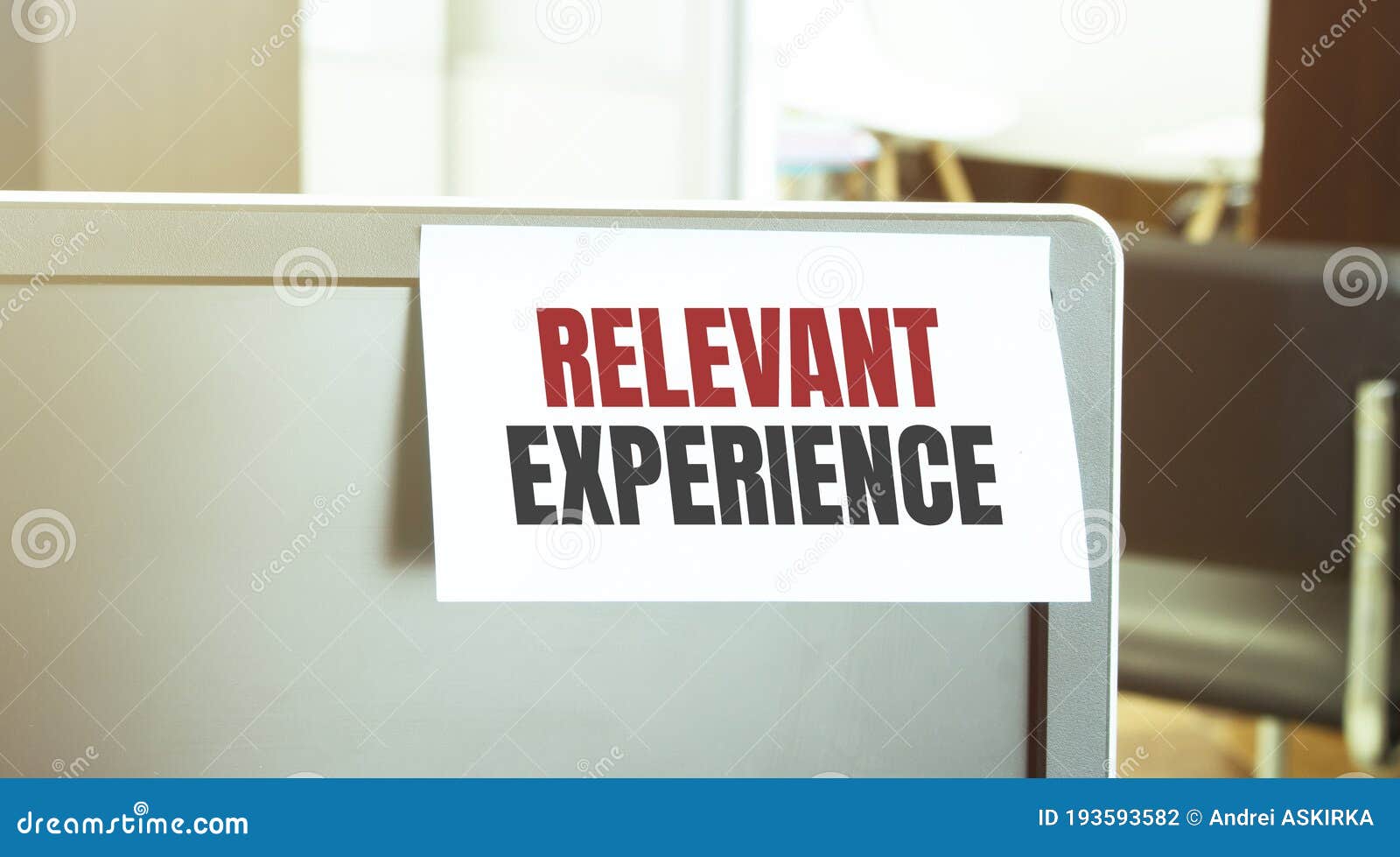 Sticky Note on the Computer. Text RELEVANT EXPERIENCE Stock Photo ...