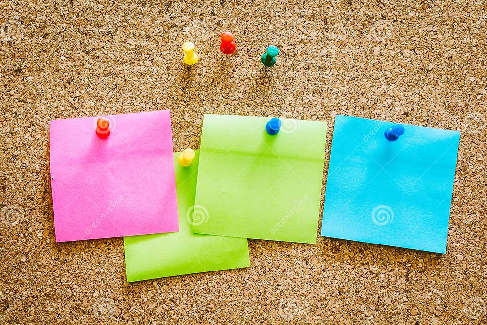 Sticky note on cork board stock photo. Image of white - 116854918
