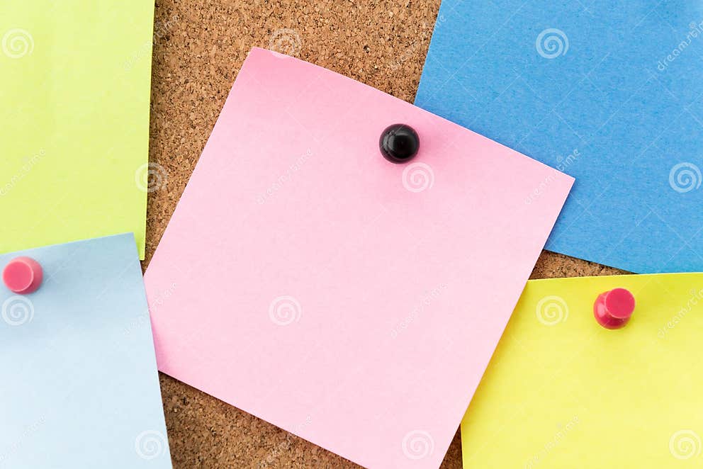 Sticky note on cork board stock image. Image of office - 75331129