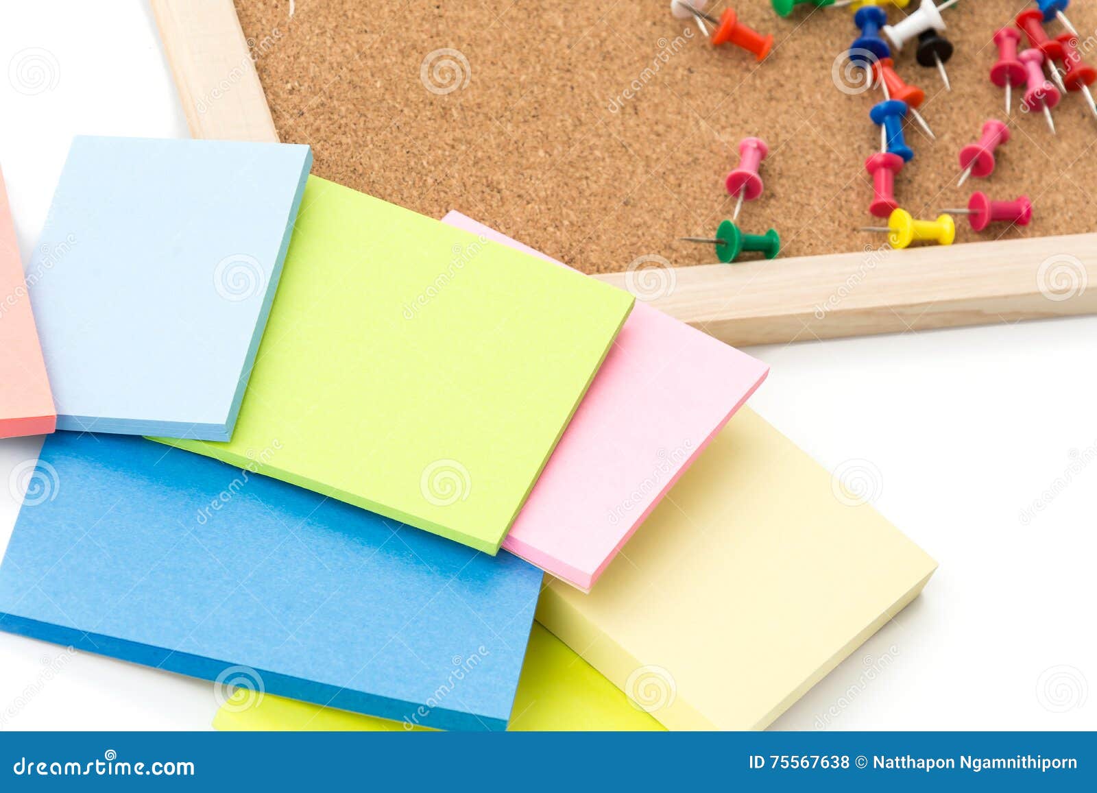 Sticky note on cork board stock photo. Image of information - 75567638