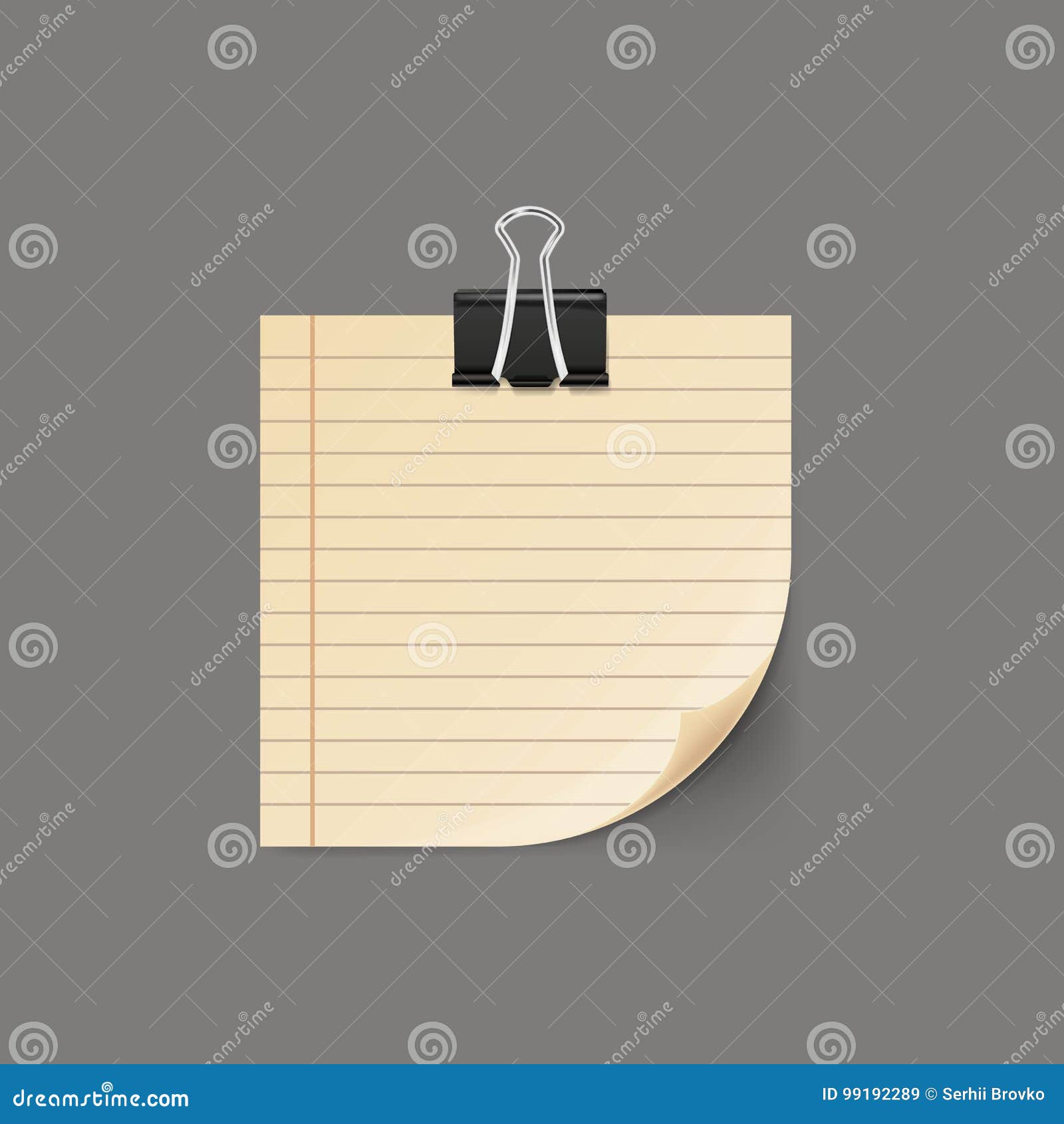Sticky Note with Curled Corner Isolated on Background. Vector ...