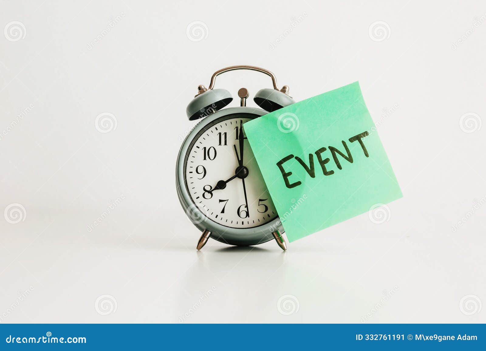 Sticky Note with EVENT Attached To an Alarm Clock Stock Image - Image ...