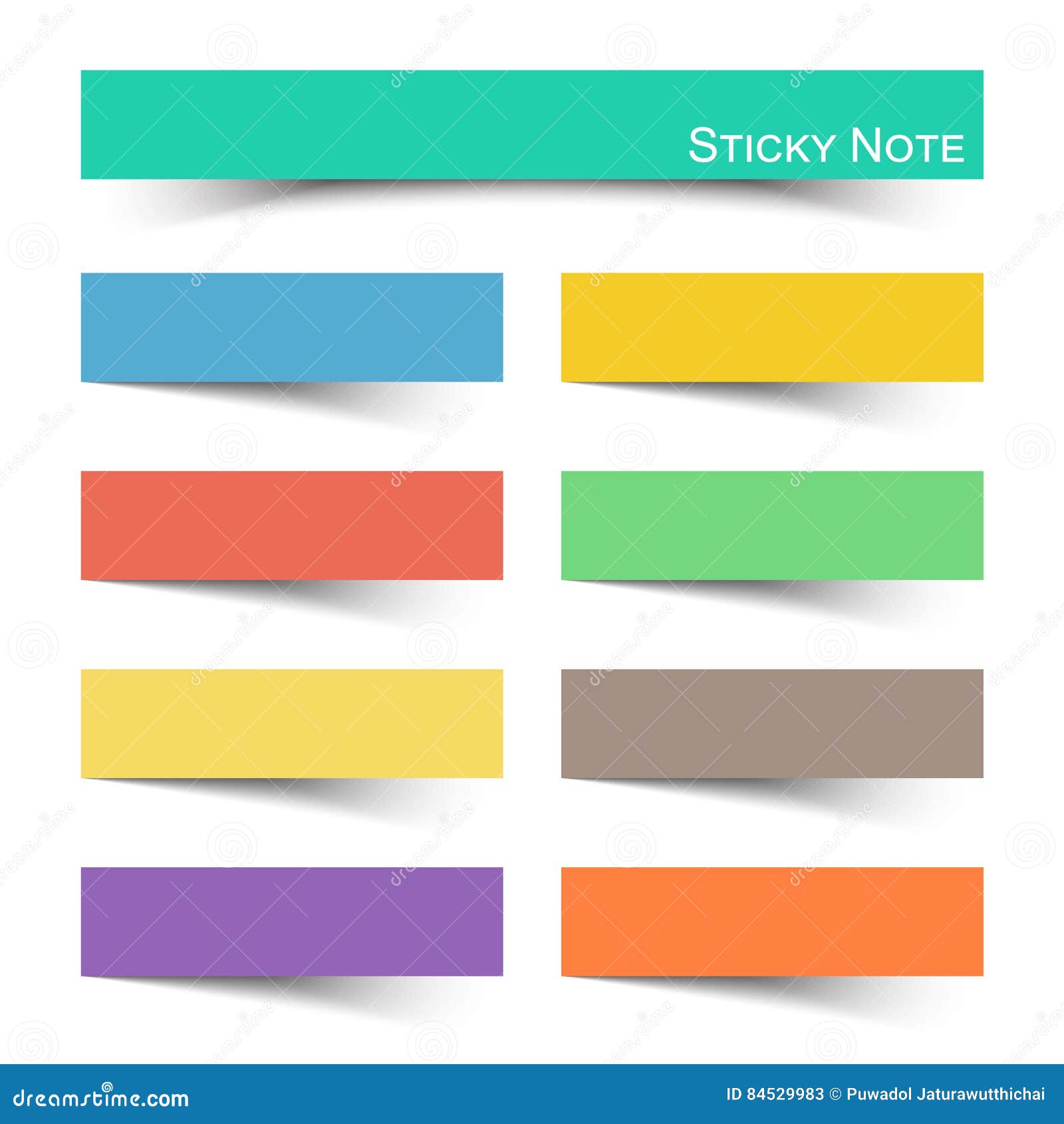 Sticky Note with Flat Color Stock Vector - Illustration of note ...