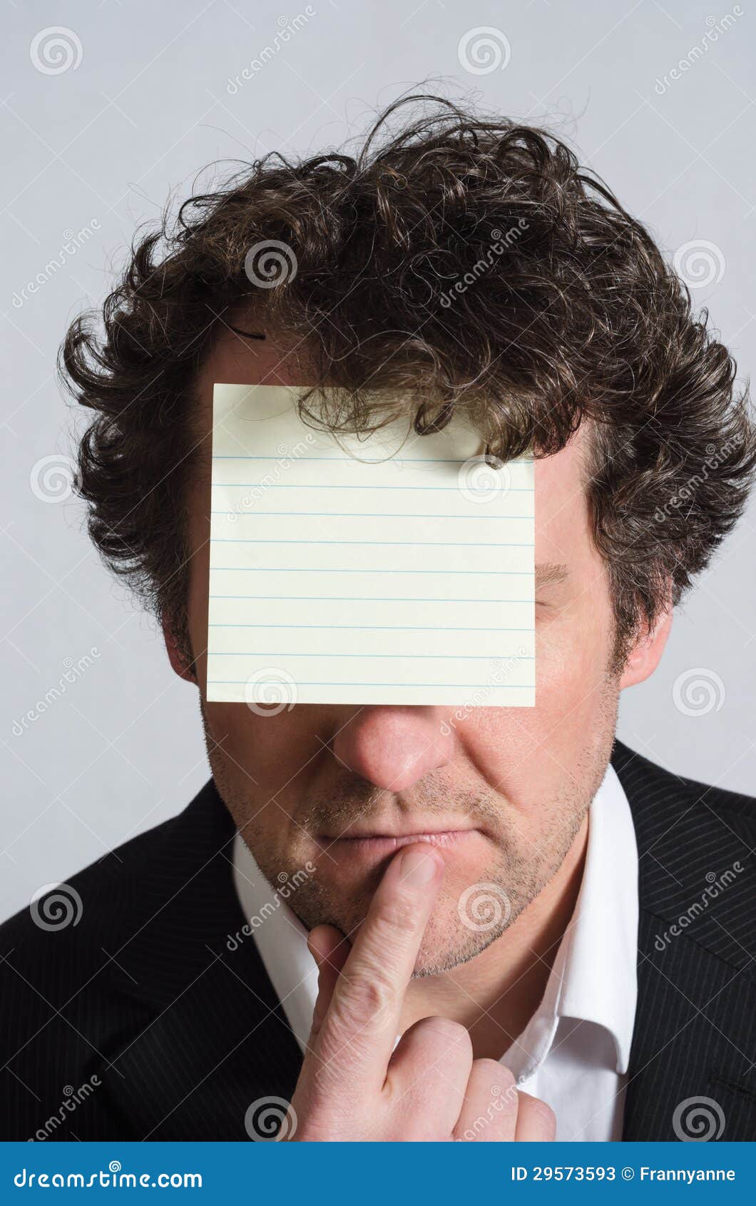 Sticky Note on Forehead stock image. Image of empty, finger - 29573593