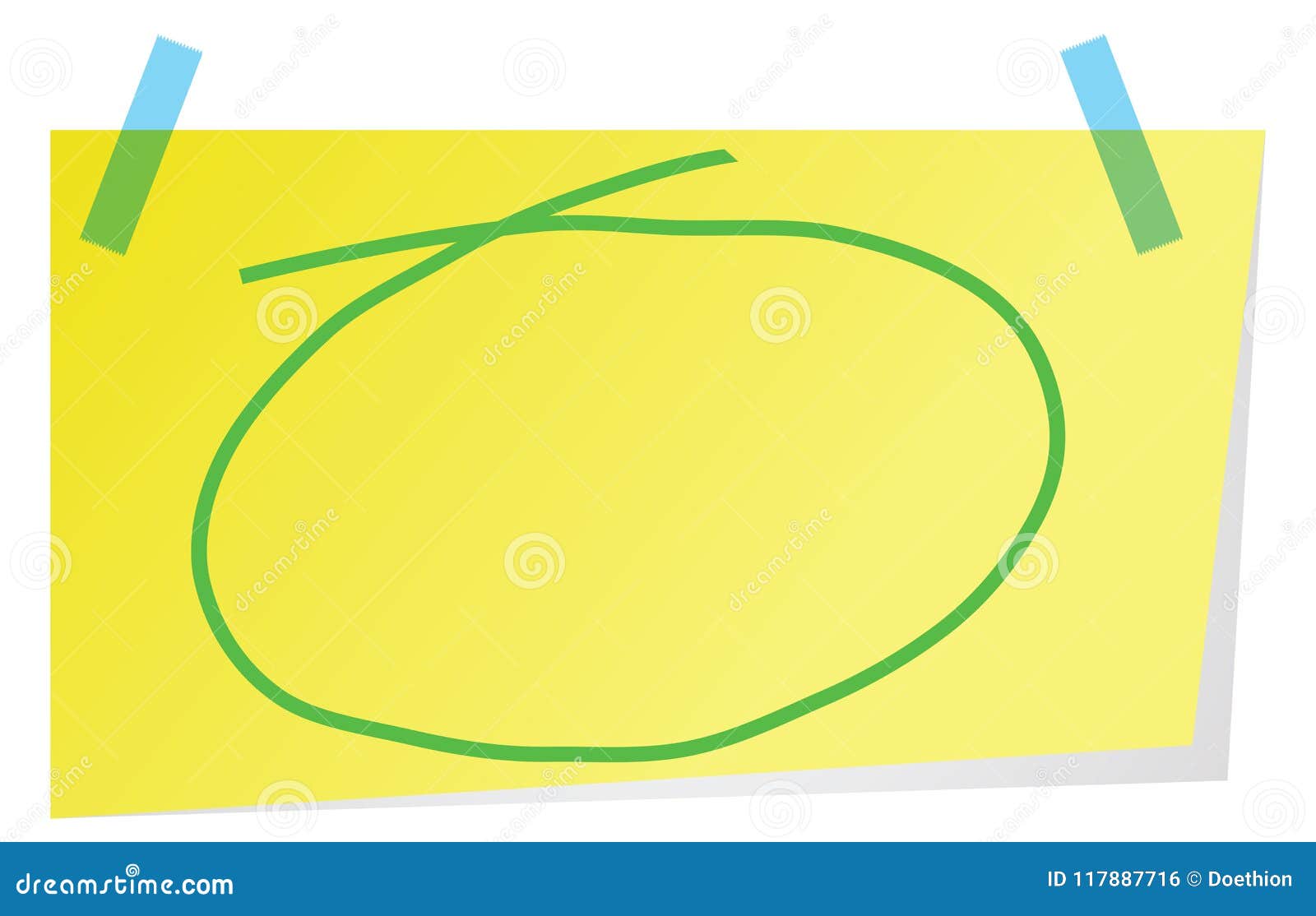 Sticky Note with Green Hand Drawn Circle To Highlight Text. Stock ...
