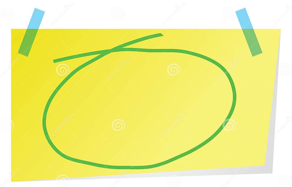 Sticky Note with Green Hand Drawn Circle To Highlight Text. Stock ...