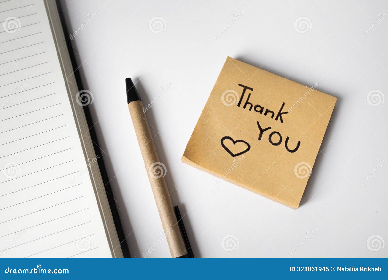 Sticky Note with Handwritten Phrase Thank You on White Background with ...