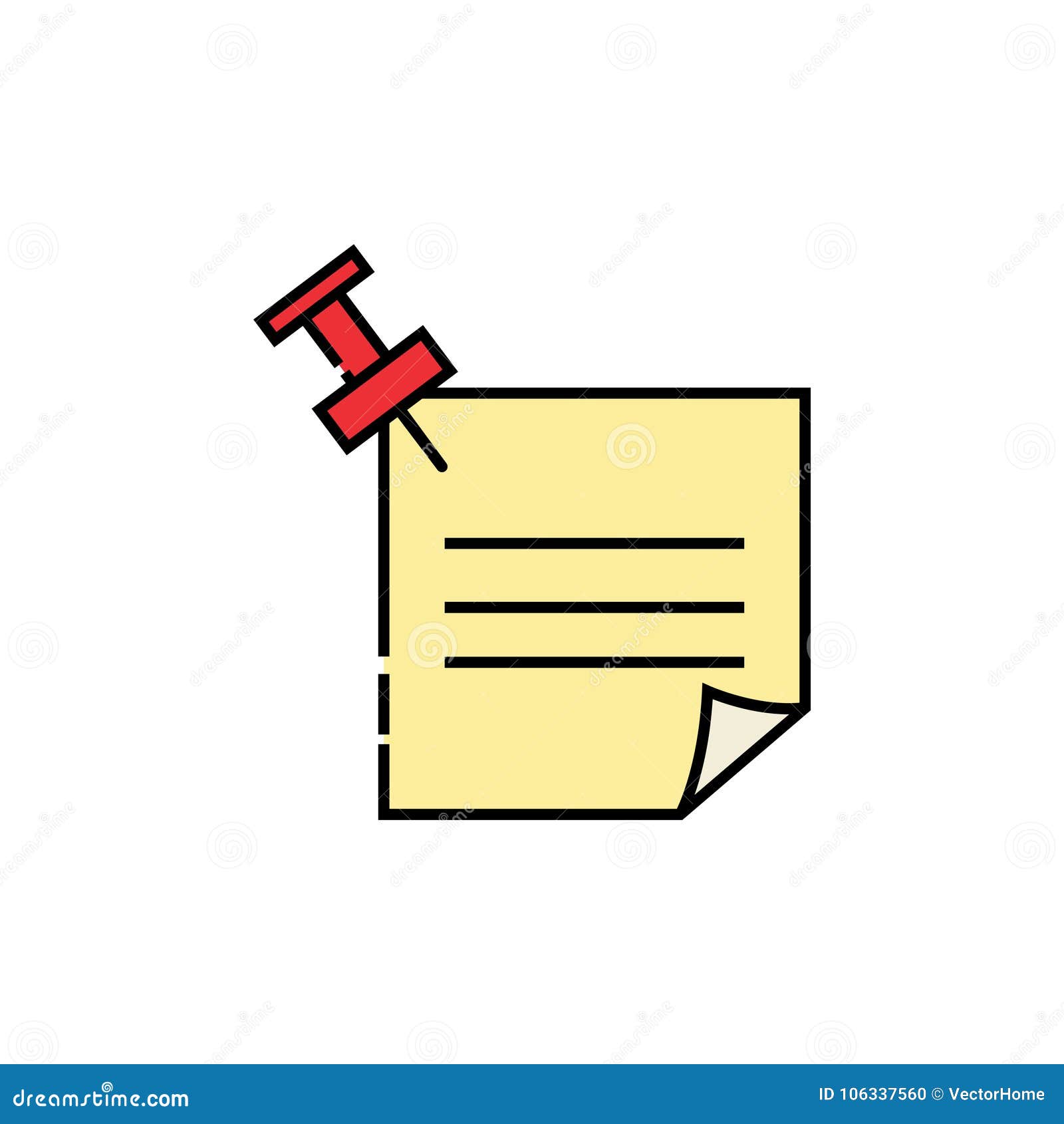 Sticky Note Icon, Illustration. Stock Vector - Illustration of ...