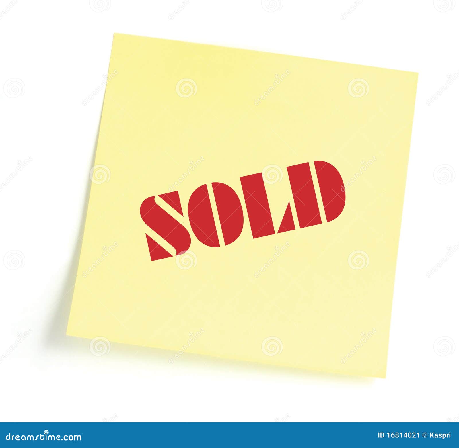 Sticky Note Indicating Item is Sold Stock Image - Image of post, sheet ...