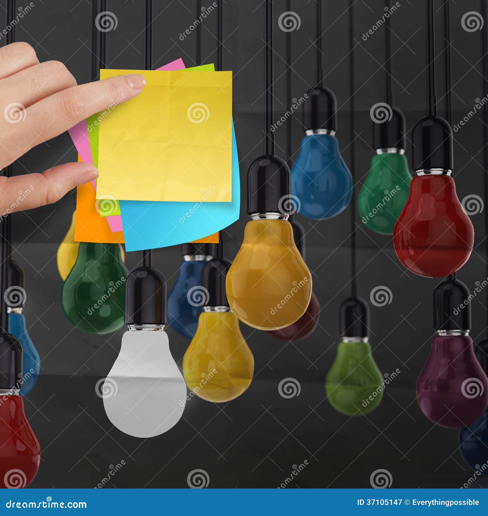Sticky Note with Light Bulb on Crumpled Paper Stock Image - Image of ...