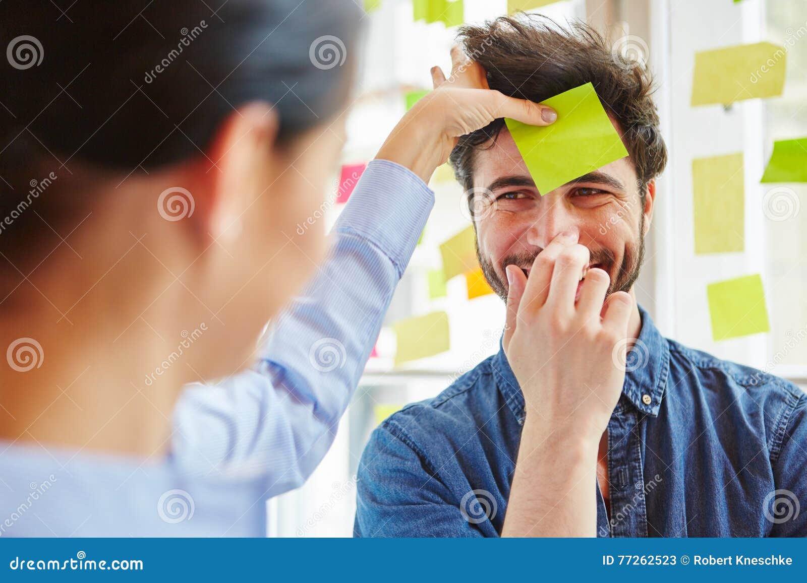 Sticky Note on Man S Forehead Stock Image - Image of building ...