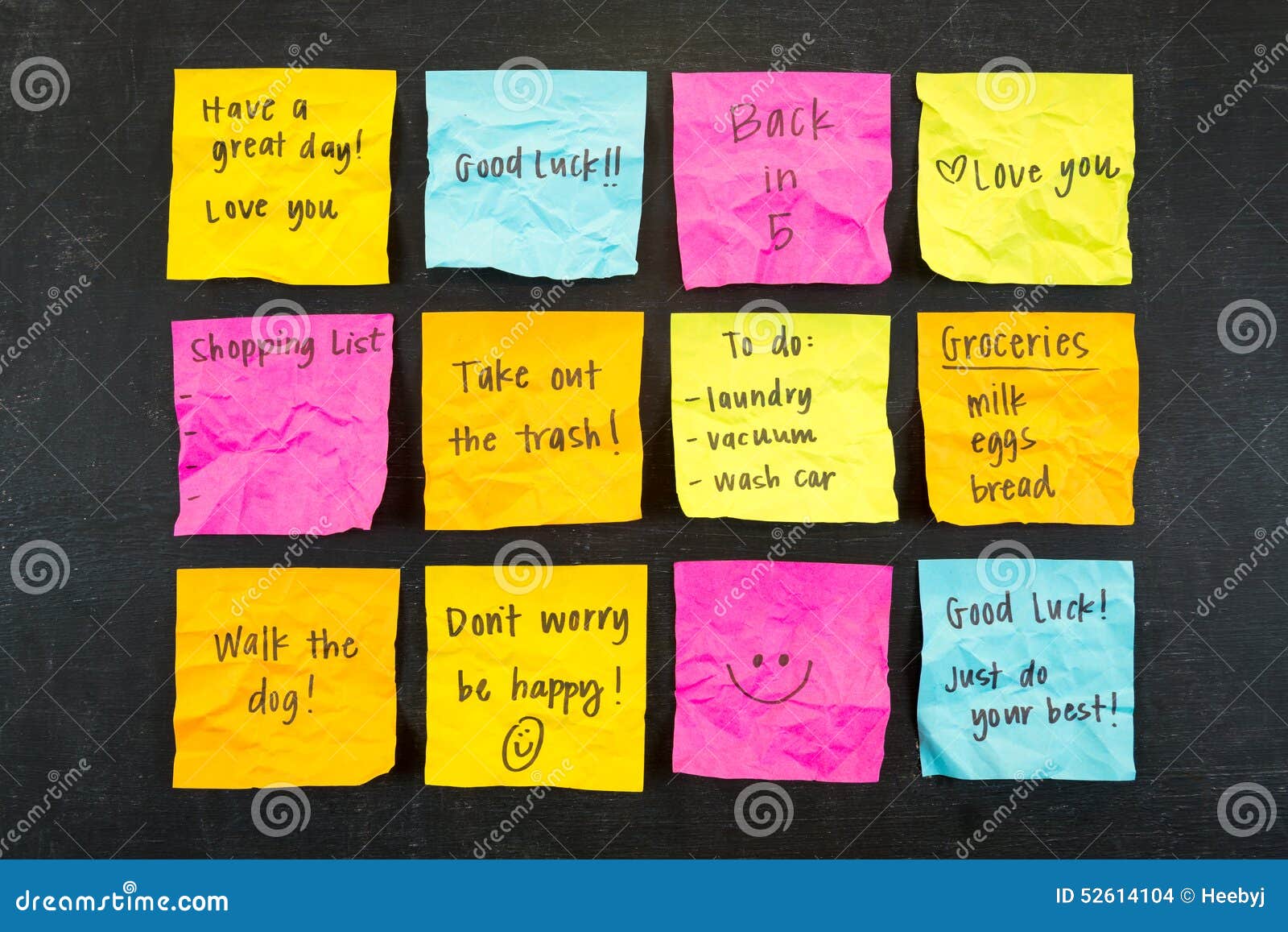 Sticky Note Messages stock photo. Image of schedule, blackboard - 52614104