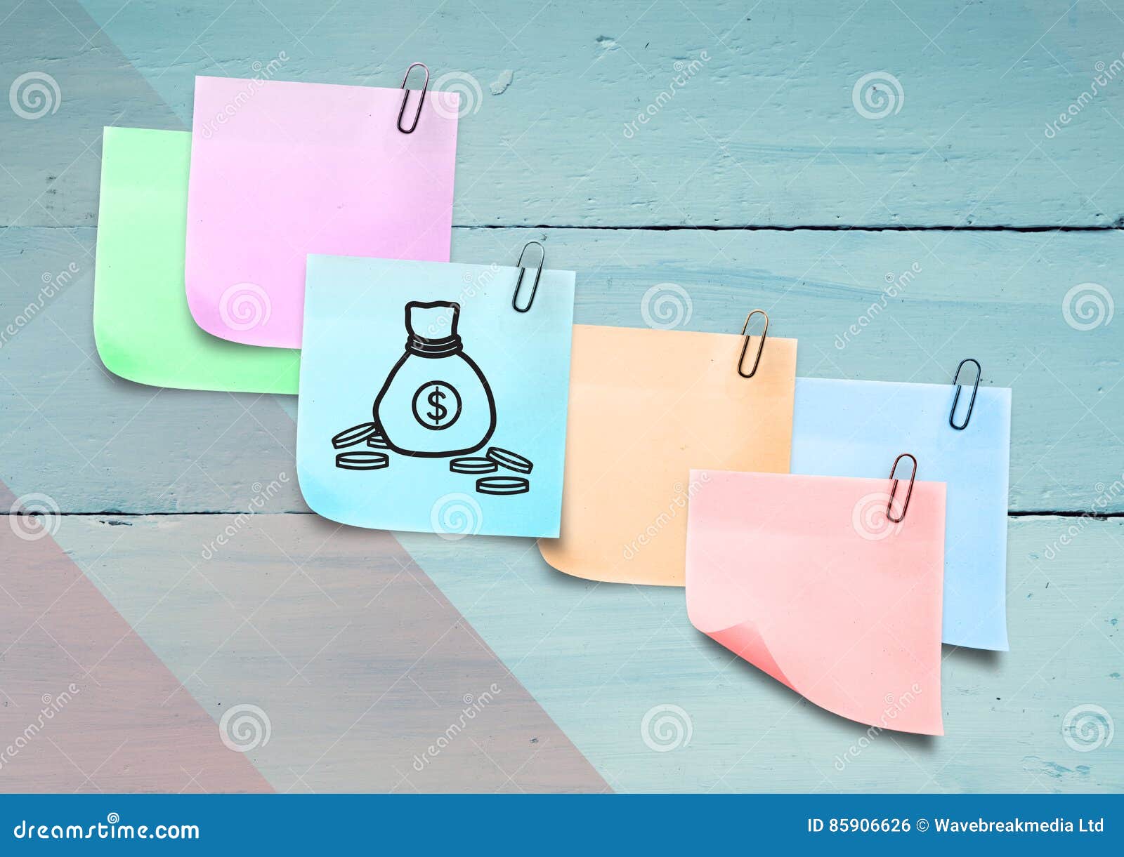Sticky Note with Money Icon Against Wood Panel Stock Illustration ...